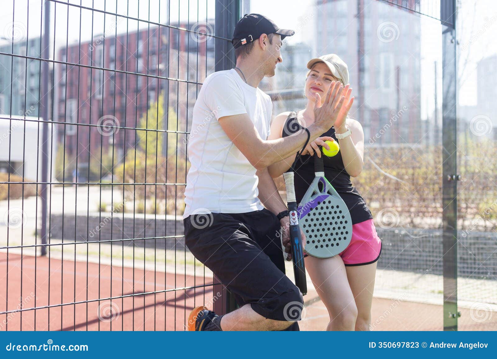 Paddle Tennis Couple Players Ready for Class Stock Image - Image of ...