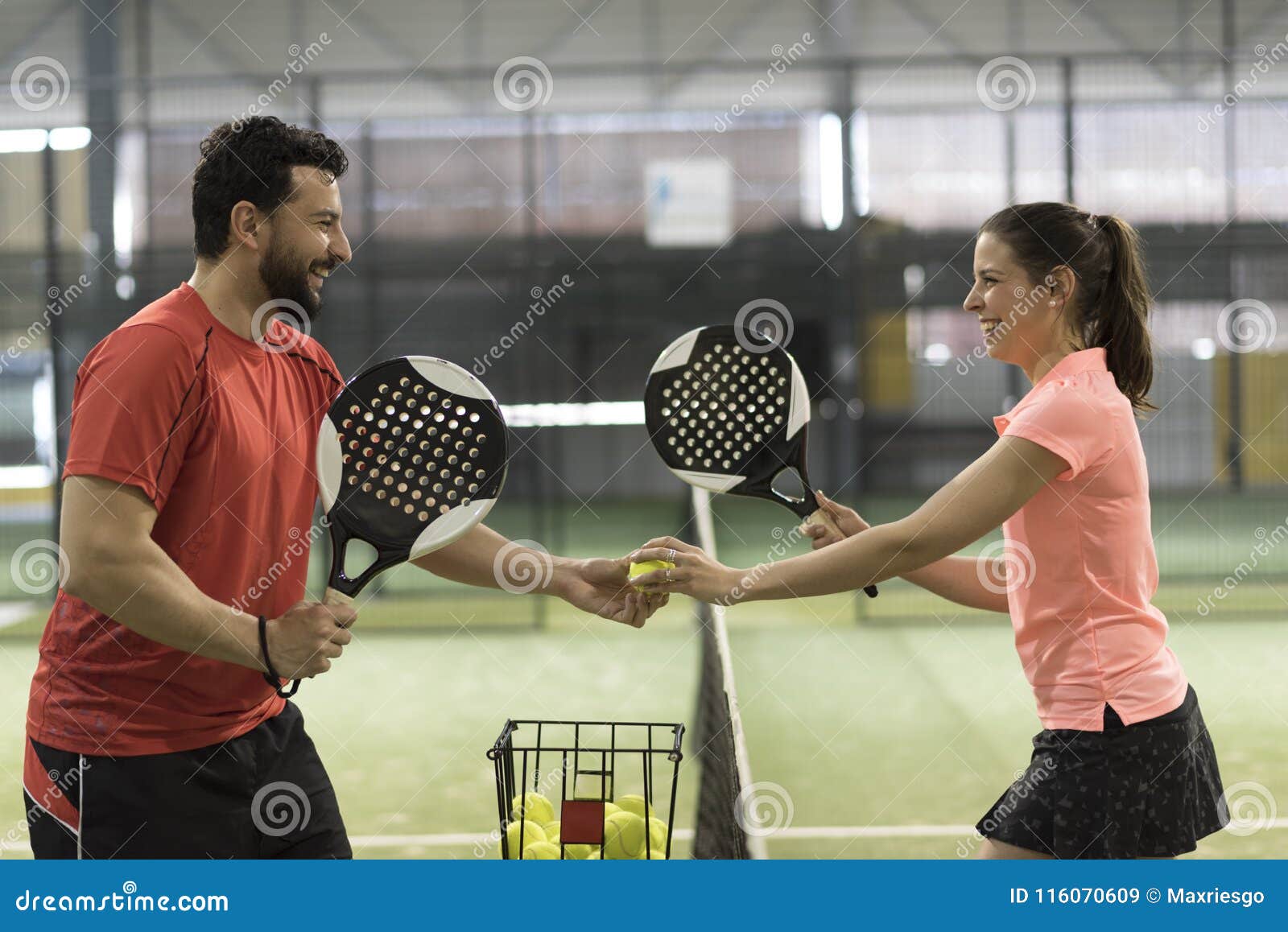 Paddle Tennis Couple Players Ready for Class Stock Image - Image of ...