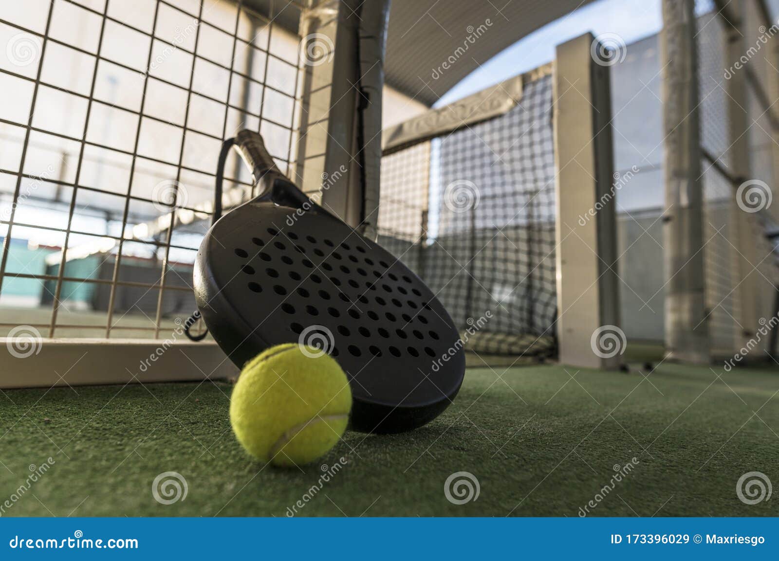 Paddle Tennis Image of Court, Racket, Net and Ball Stock Image - Image ...