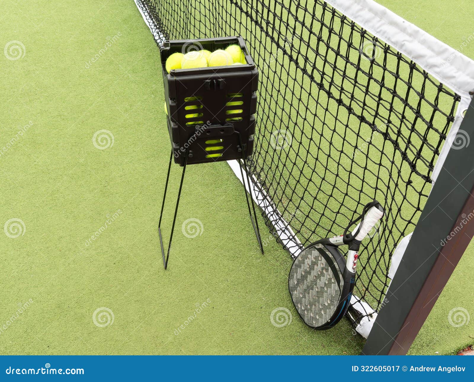 Paddle Tennis Objects in Court, Racket and Balls Stock Image - Image of ...