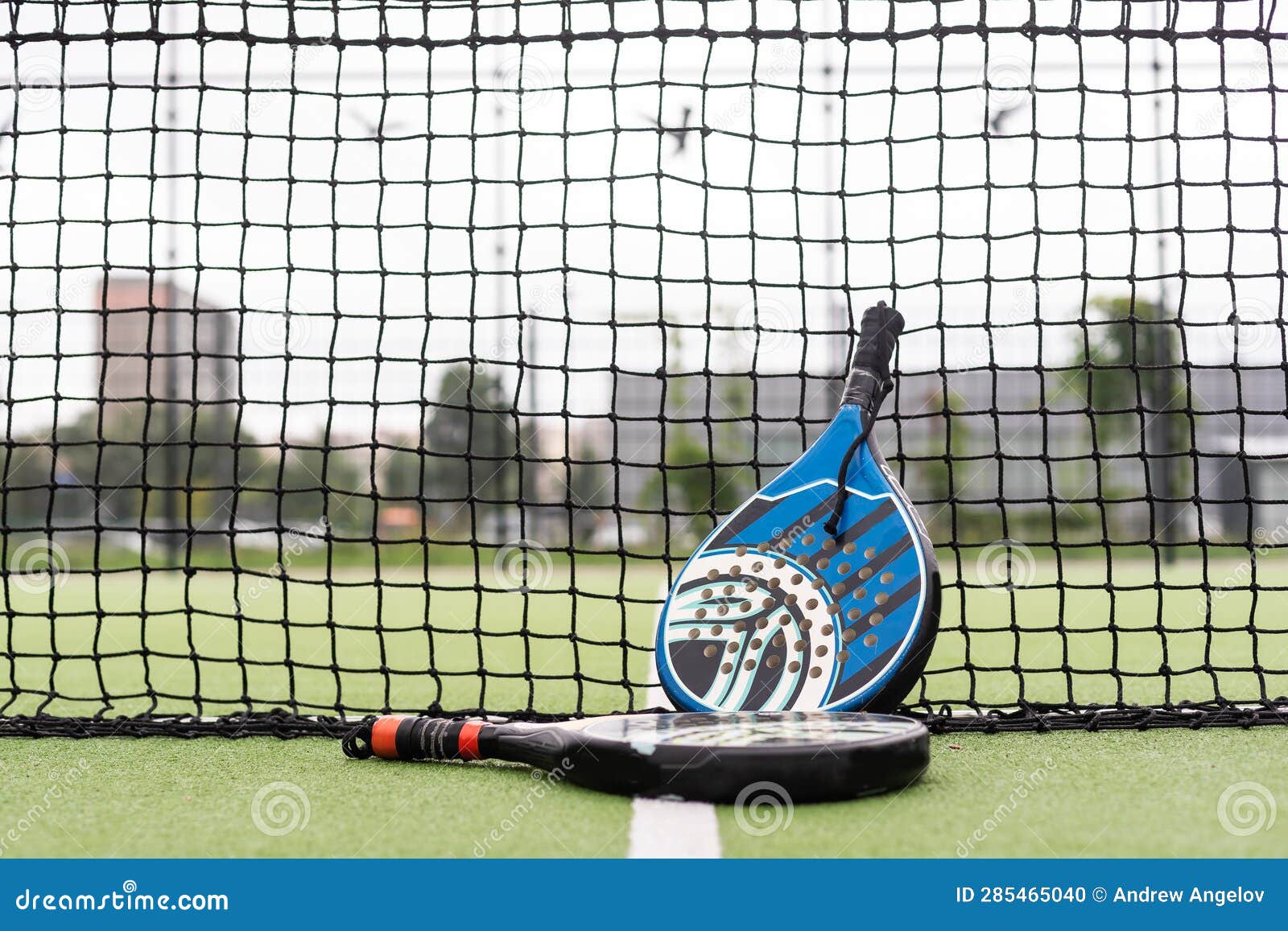 Paddle Tennis Racket and Ball Stock Photo - Image of field, sport ...