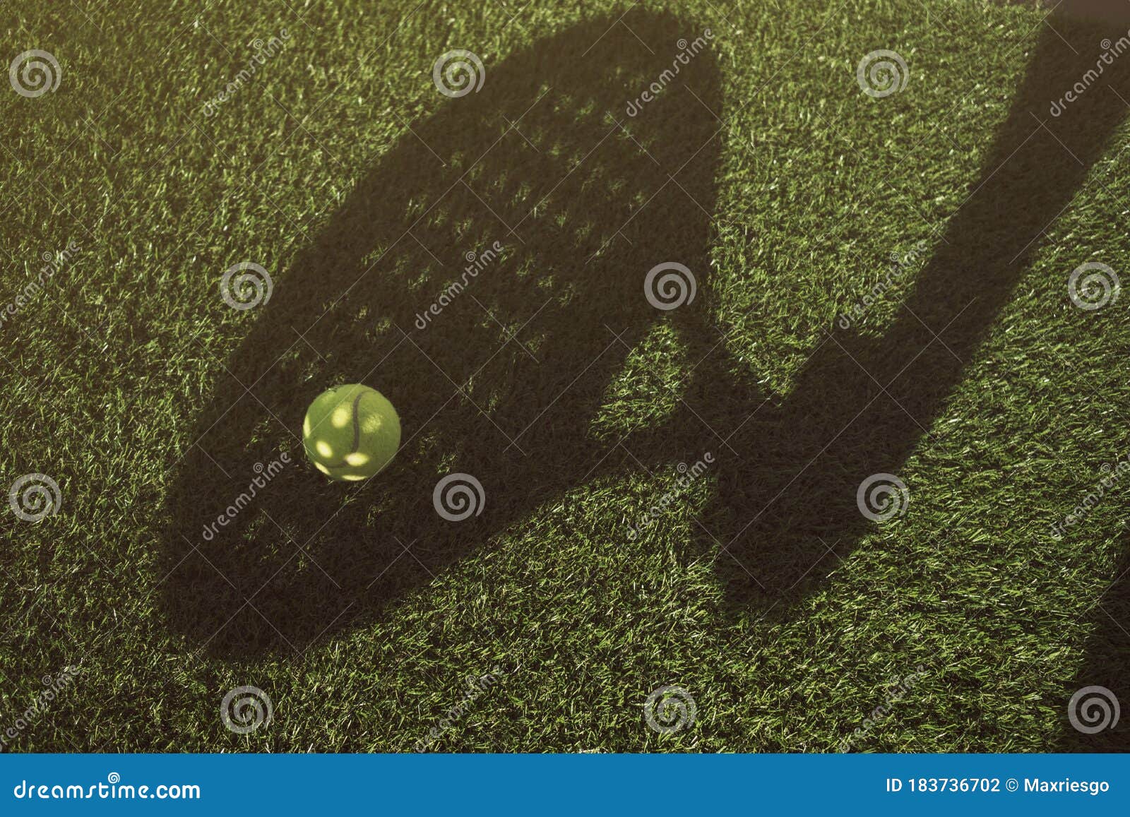 Paddle Tennis Racket Shadow and Ball on Turf Stock Photo - Image of ...