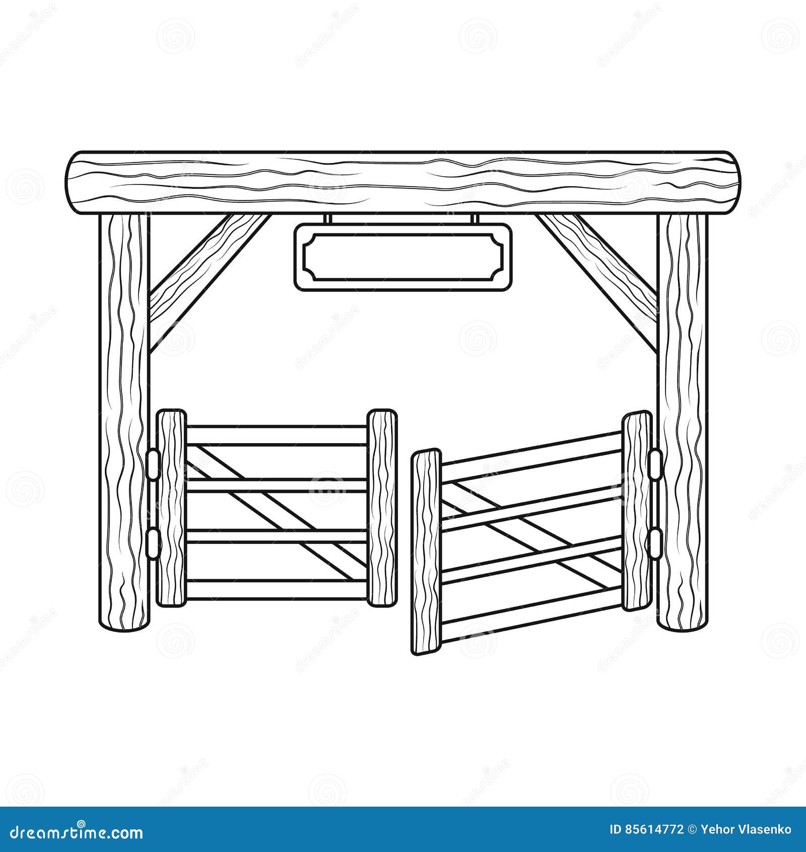 Paddock Gate Icon in Outline Style Isolated on White Background. Rodeo ...