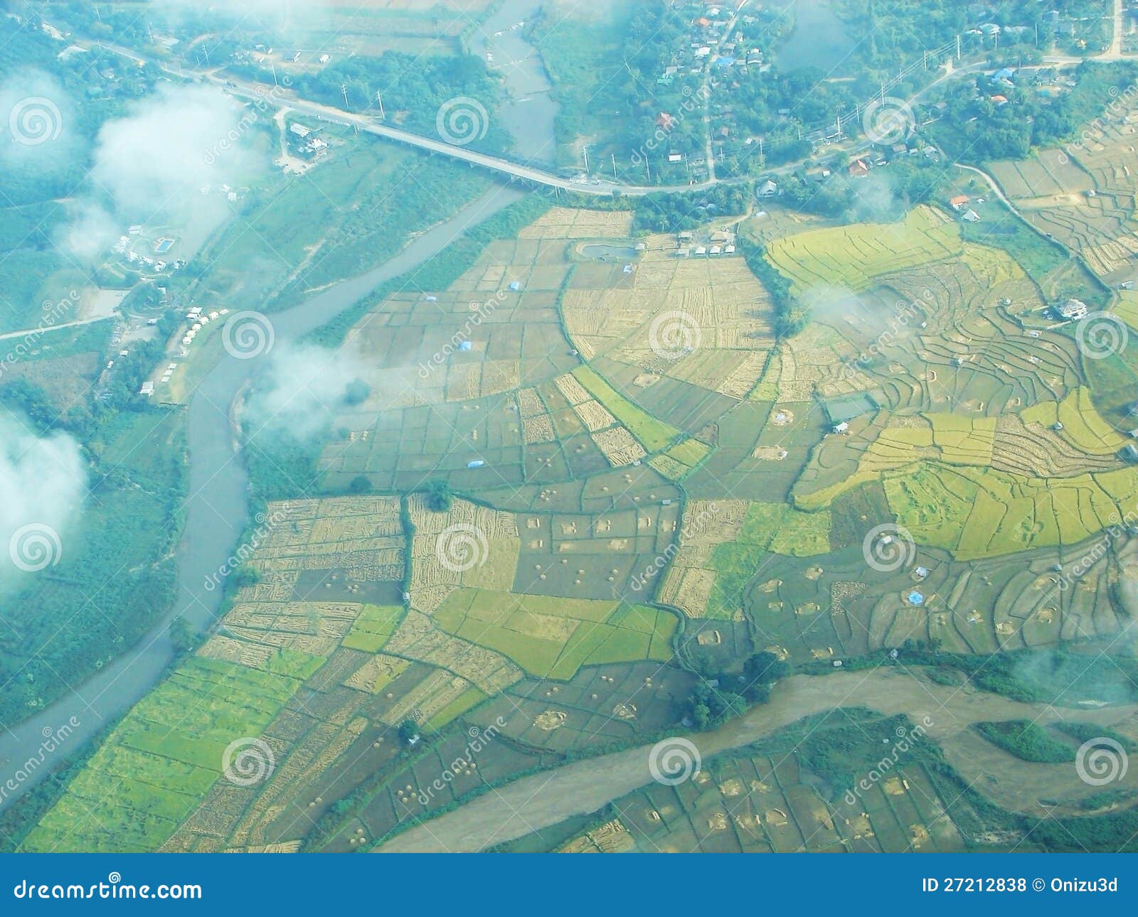 Paddy Field and River in Top View Stock Photo - Image of harvest, sapa ...