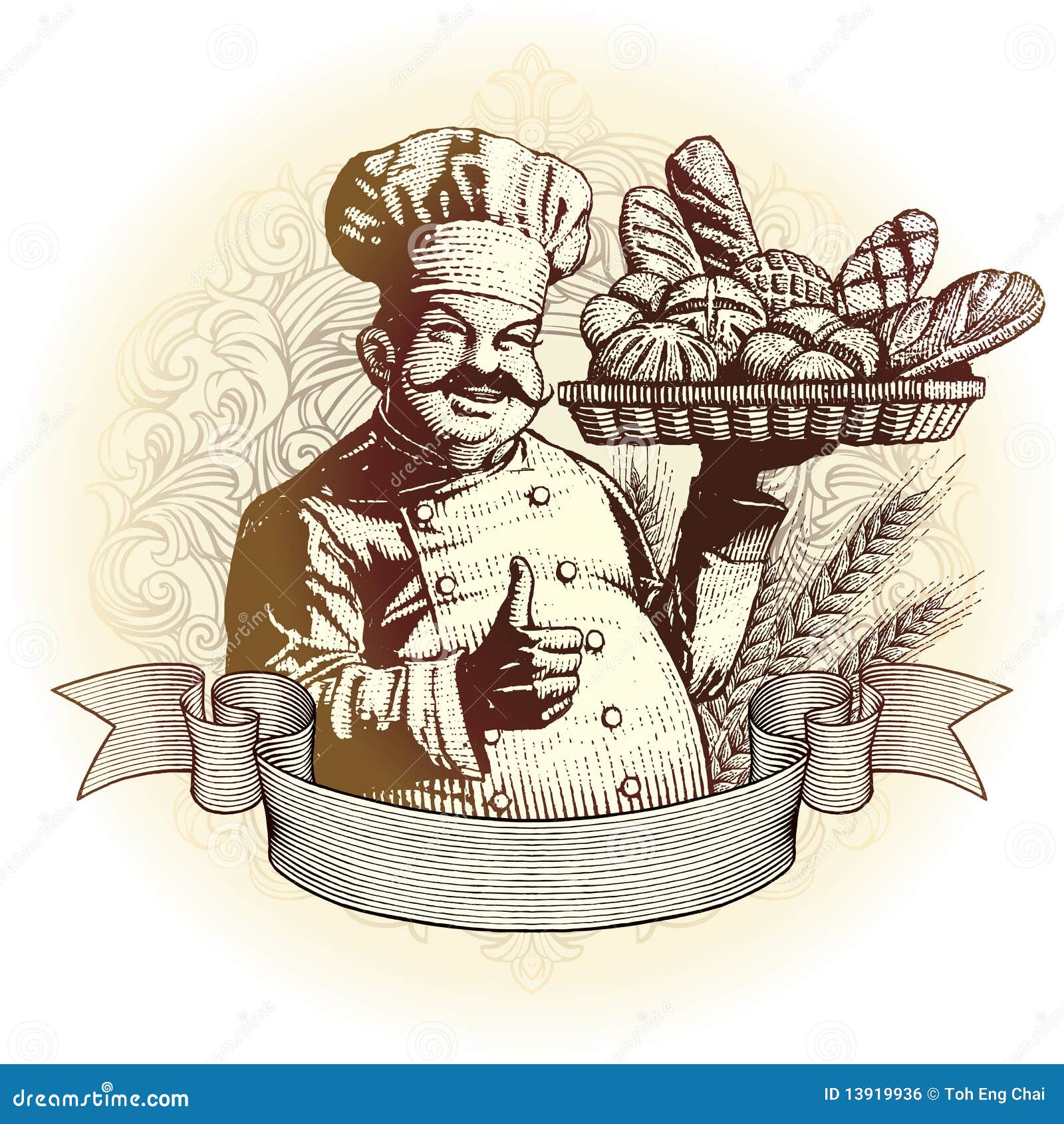 Padeiro Do Estilo Do Woodcut Com Pão Ilustração do Vetor - Ilustração ...