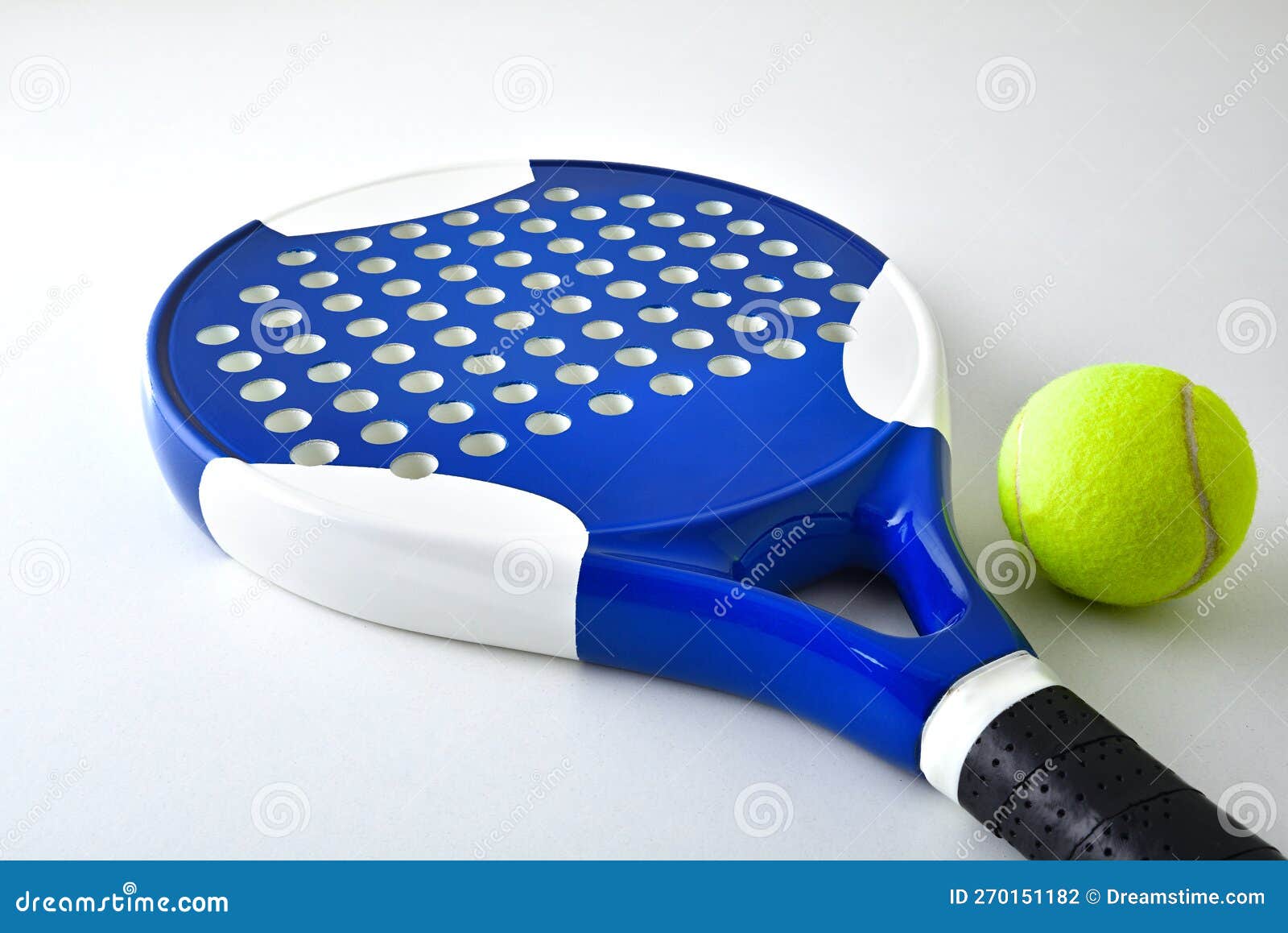 Padel Racket and Ball on White Table Elevated View Stock Photo - Image ...
