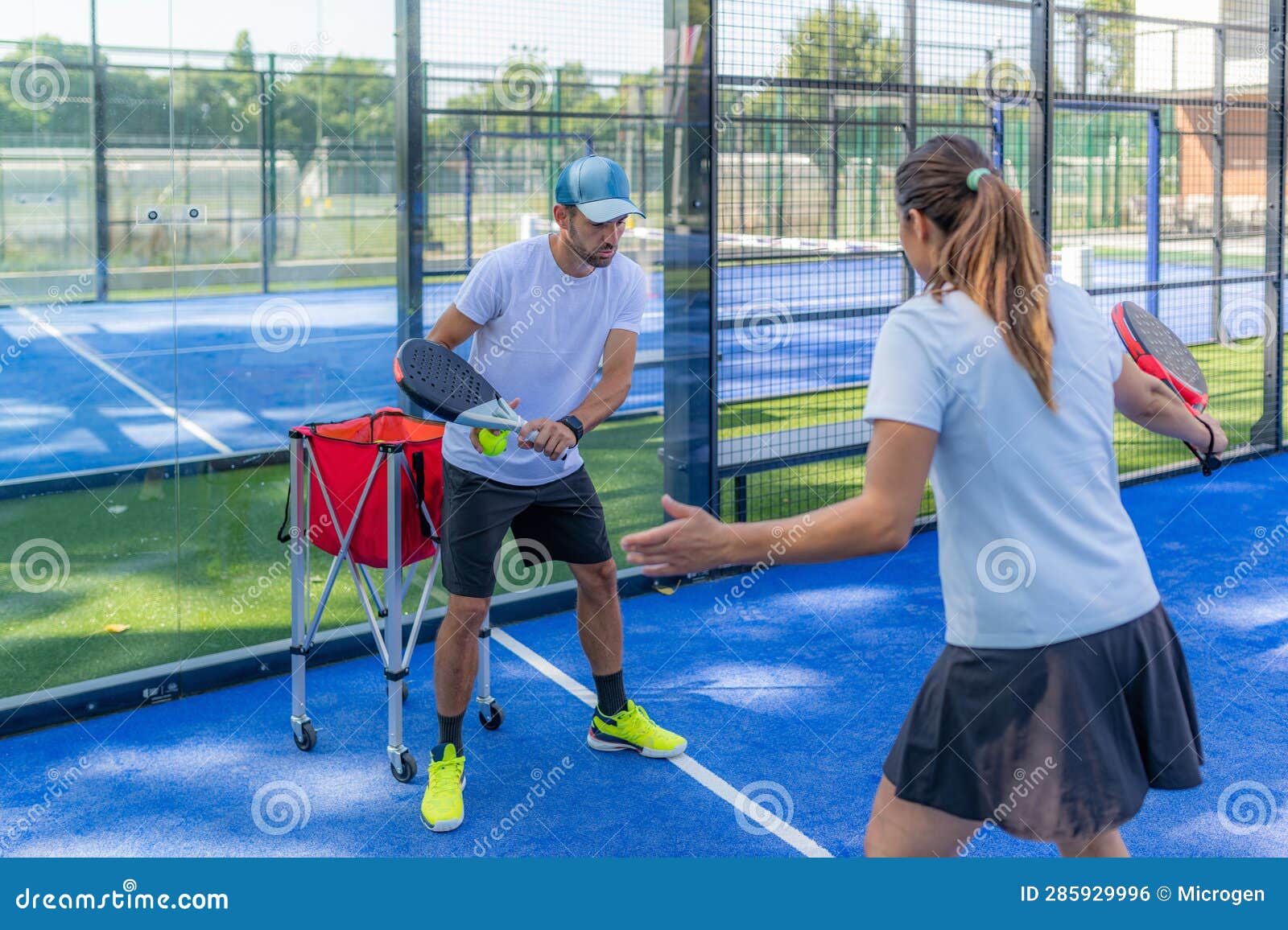 Padel Training Coach Mentors a Female Student Stock Photo - Image of ...