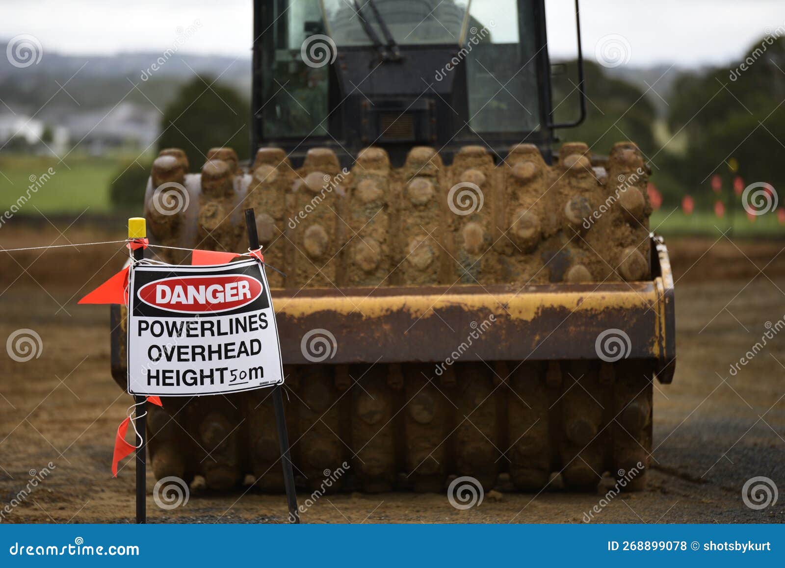 A Pad-foot Roller on Site Danger Sign Stock Photo - Image of ...