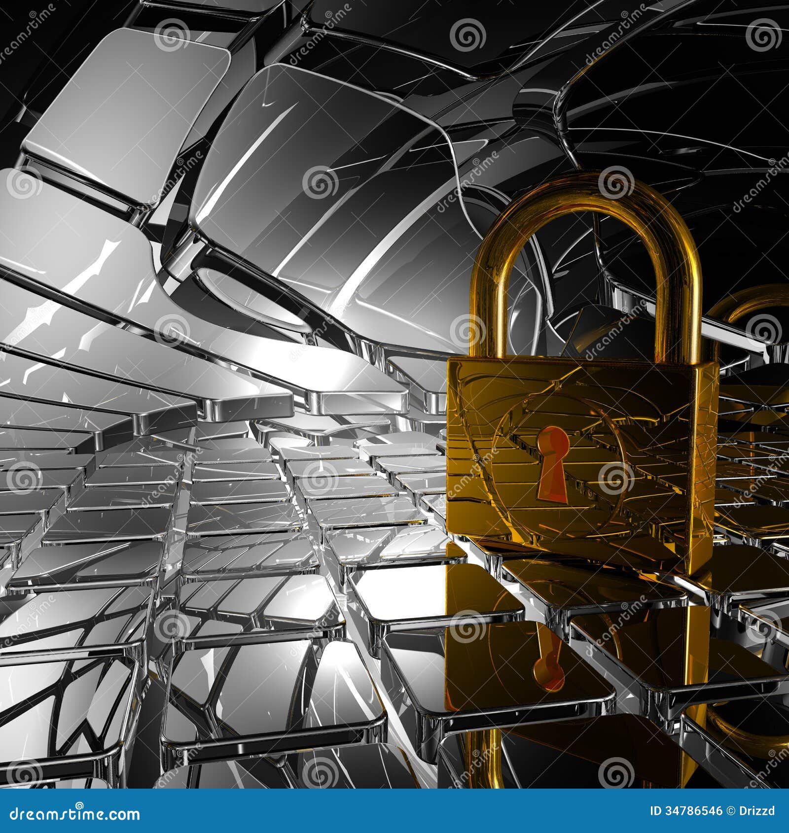 Padlock stock illustration. Illustration of brass, access - 34786546