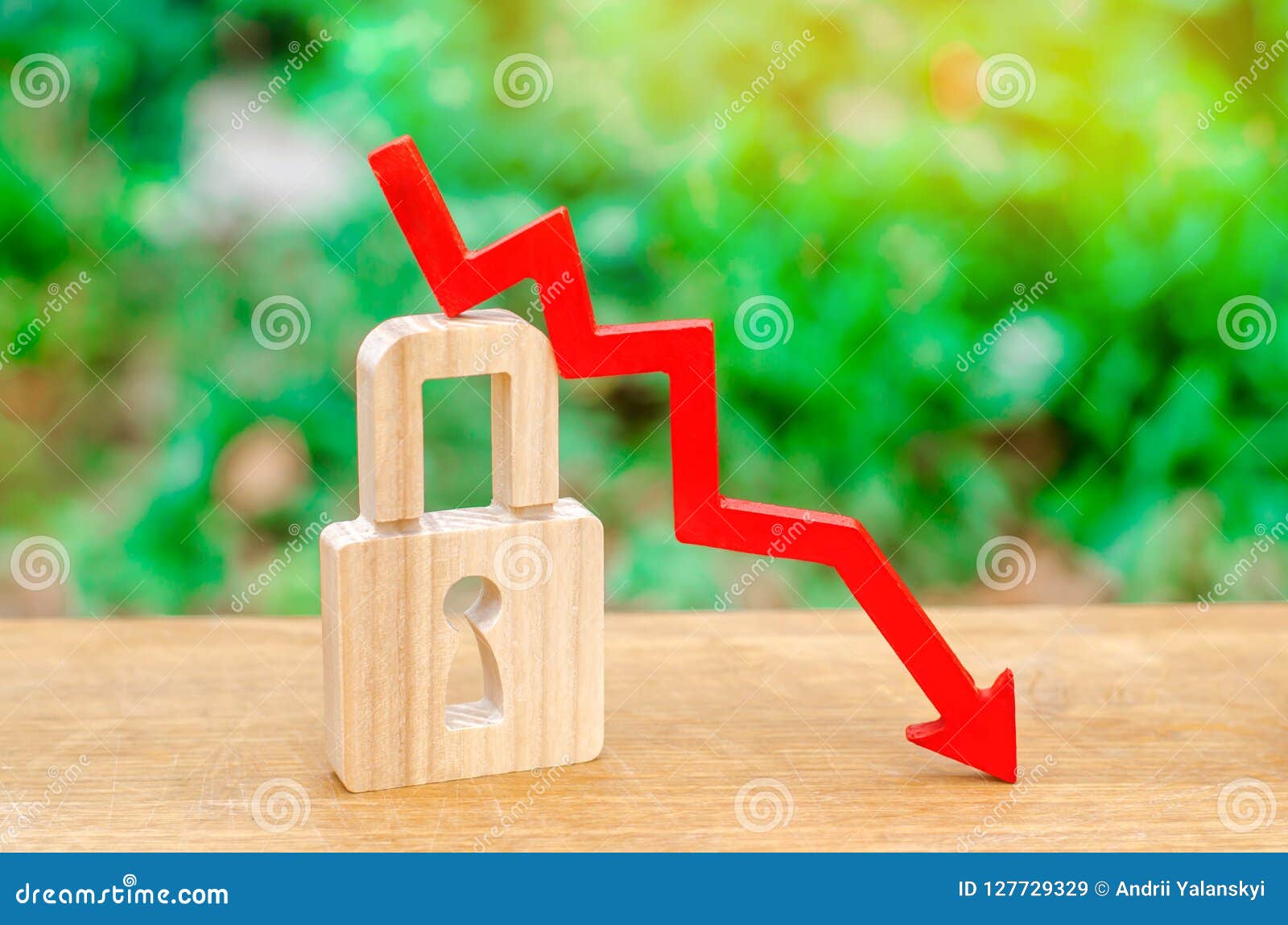 Padlock and Arrow Pointing Down. the Concept of Security and Integrity ...