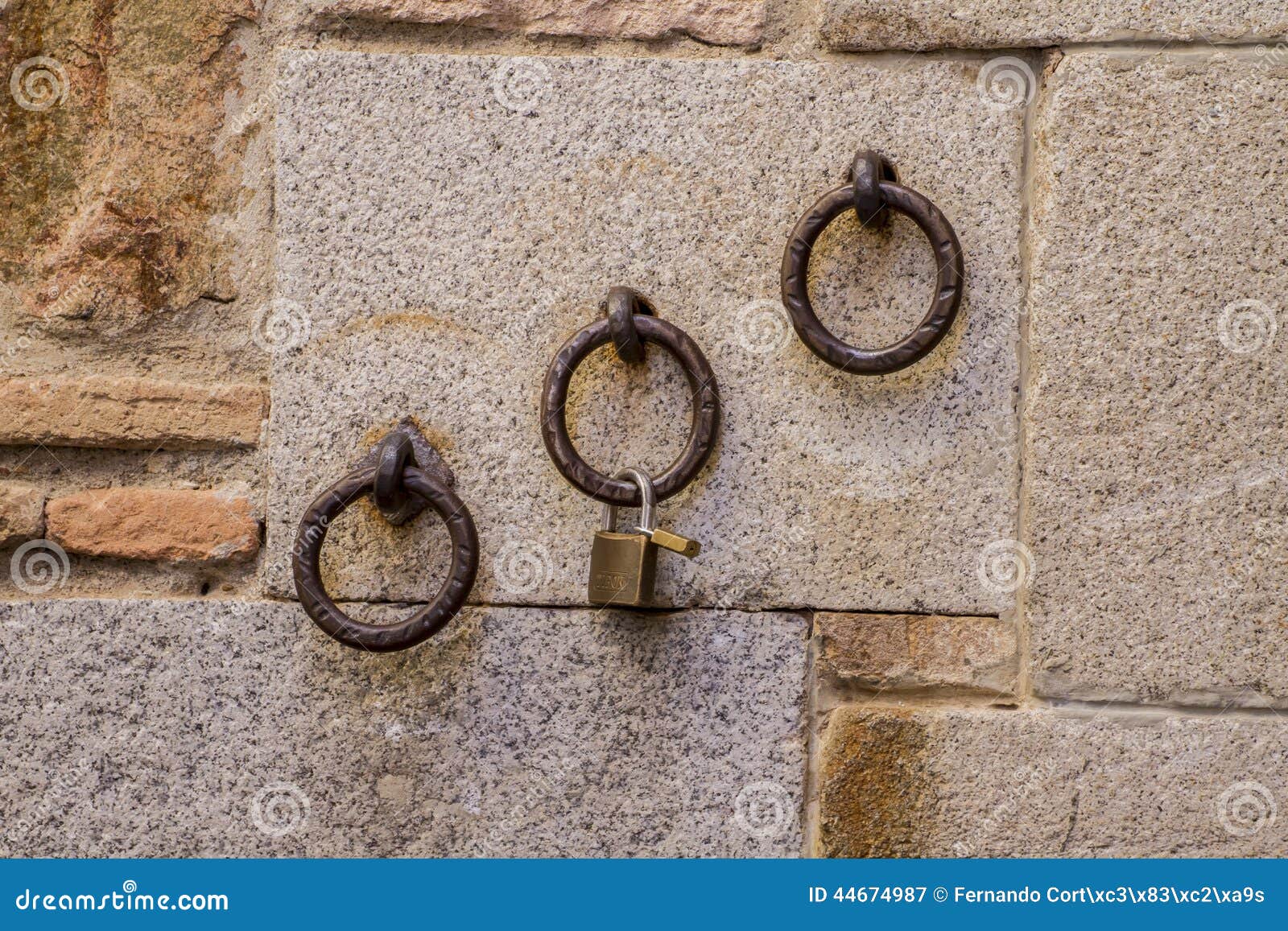 Padlock Attacked a Medieval Iron Rings Stock Image - Image of plate ...