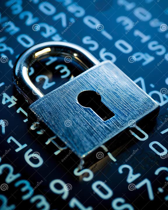 Padlock on Background of Digital Numbers, Symbolizing Cybersecurity and ...