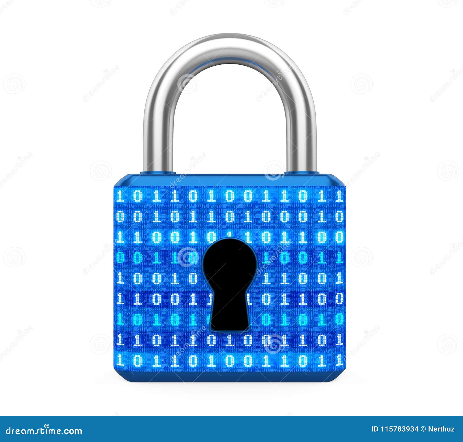 Padlock with Binary Code Isolated Stock Illustration - Illustration of privacy, background ...