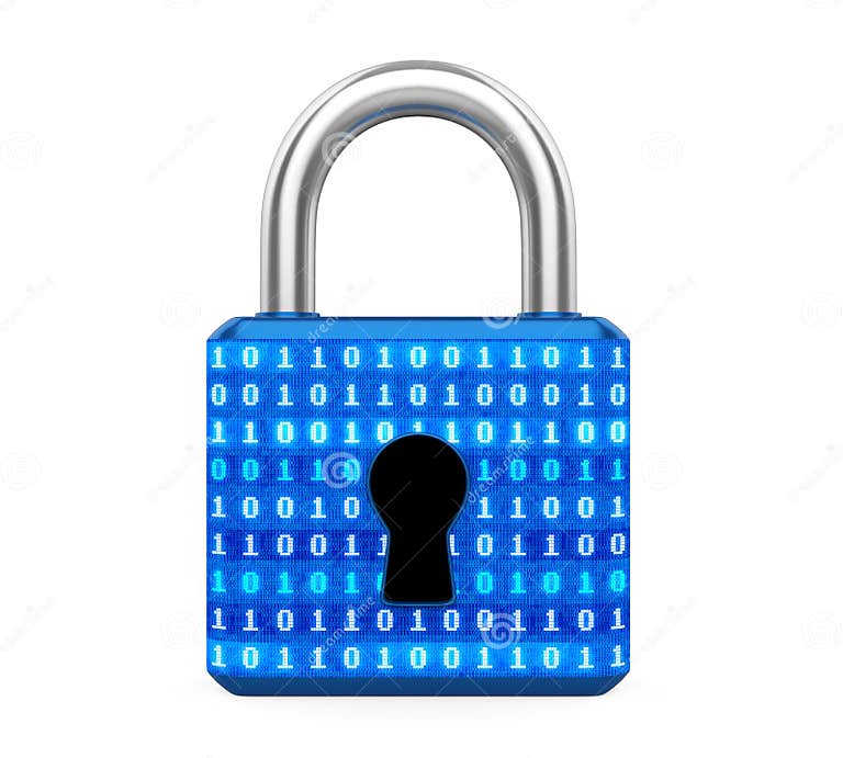 Padlock with Binary Code Isolated Stock Illustration - Illustration of ...
