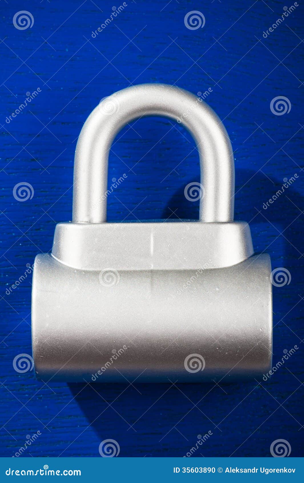 Padlock on blue stock photo. Image of steel, secrecy - 35603890