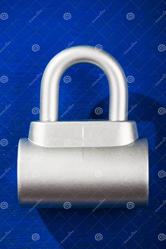Padlock on blue stock photo. Image of steel, secrecy - 35603890
