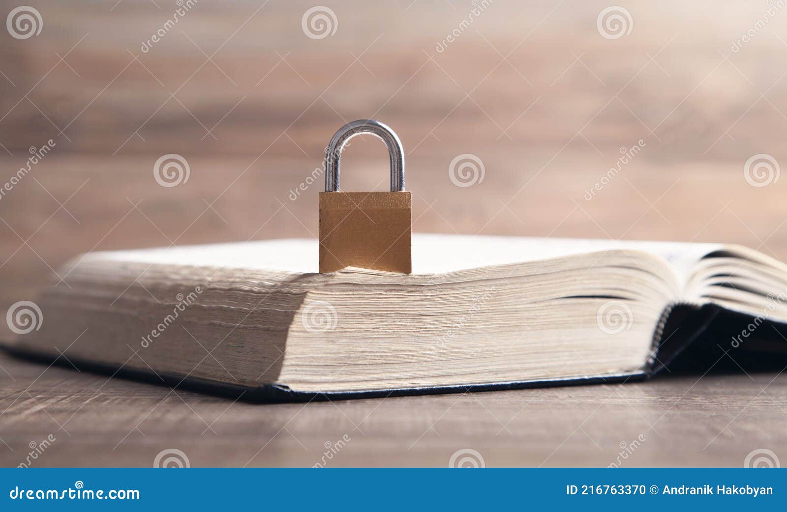 Padlock on the Book. Information Security Stock Photo - Image of censor ...