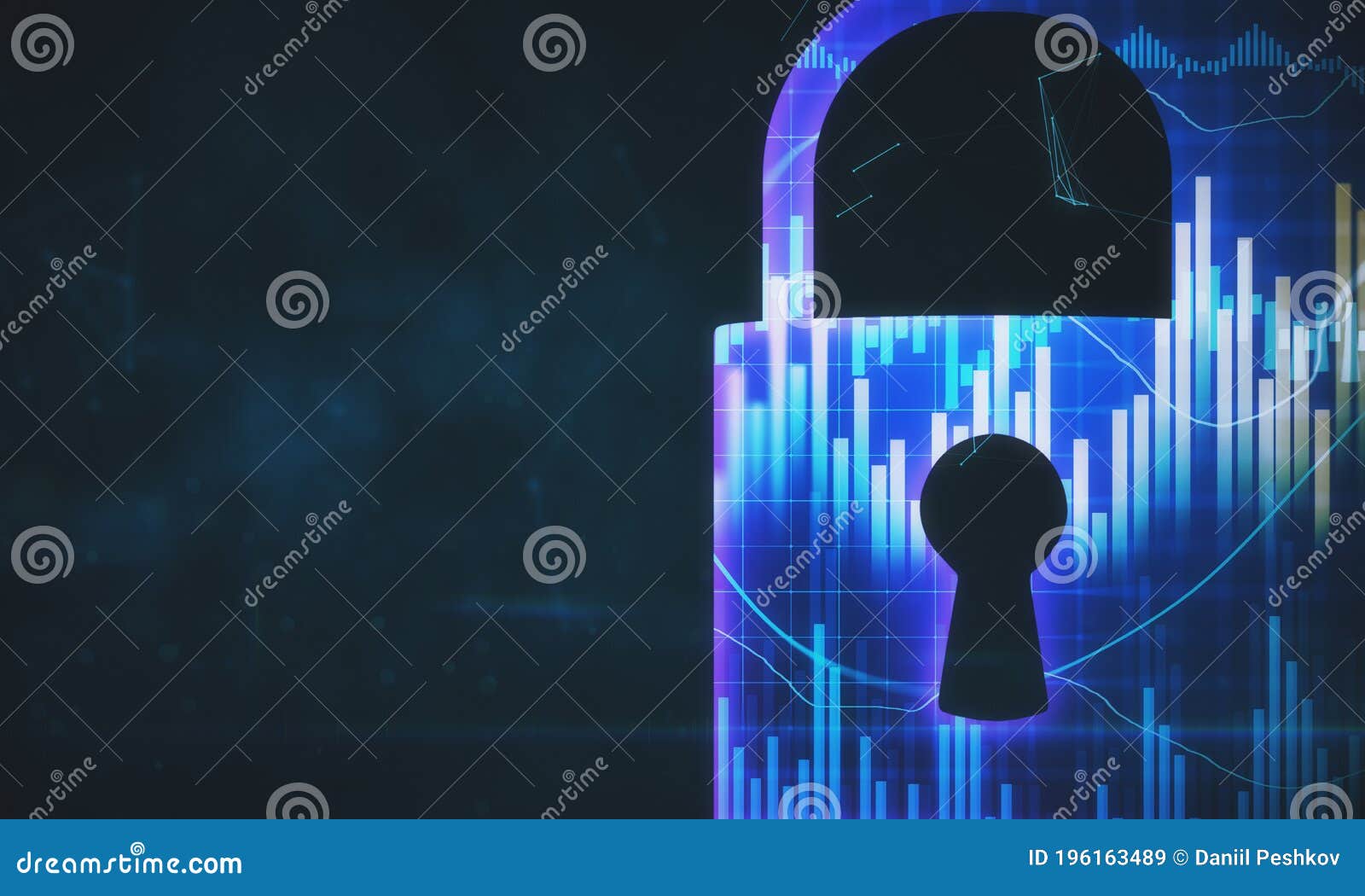 Padlock with Business Charts and Stock Data Stock Illustration ...