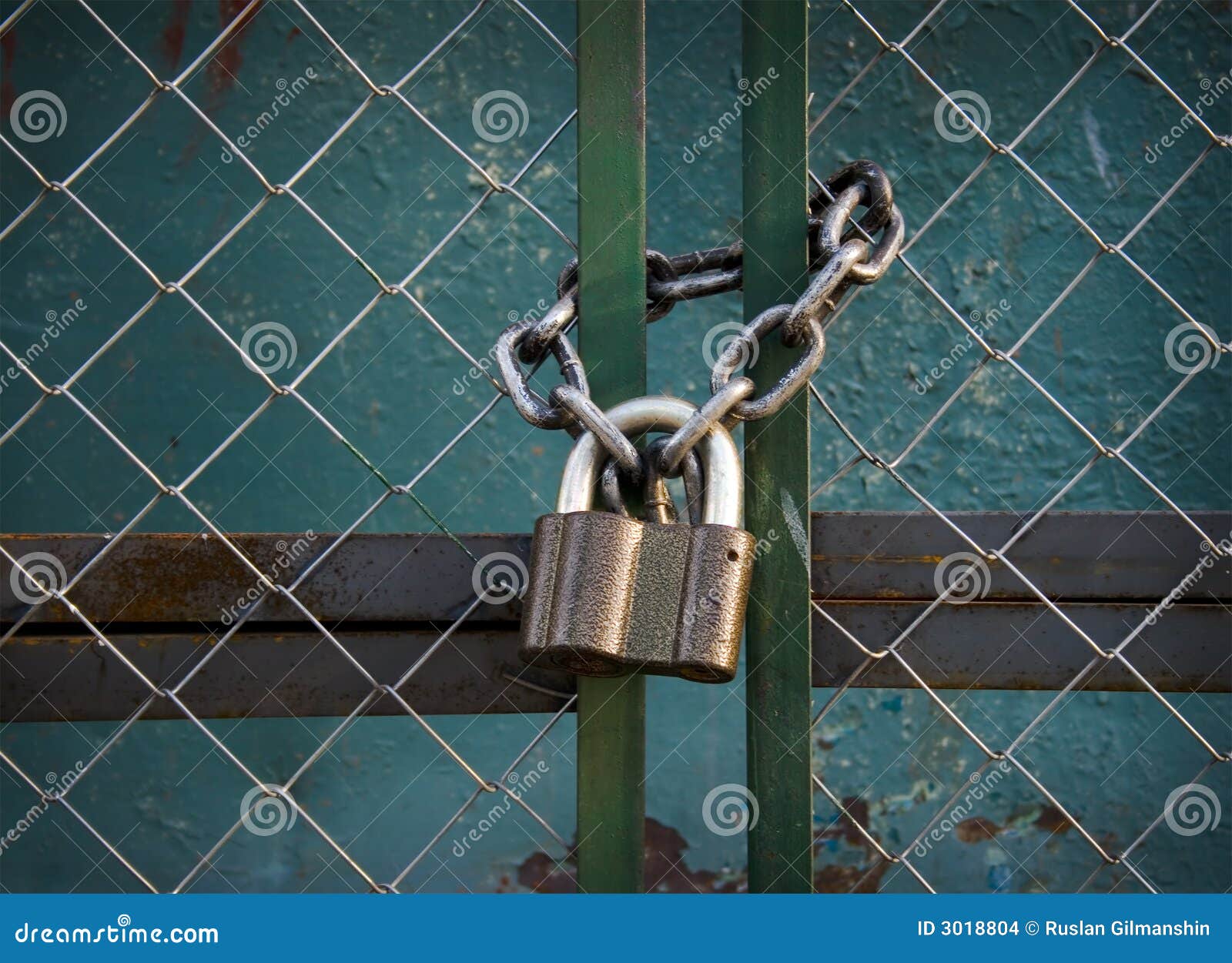 Padlock with chain stock photo. Image of fence, closed - 3018804