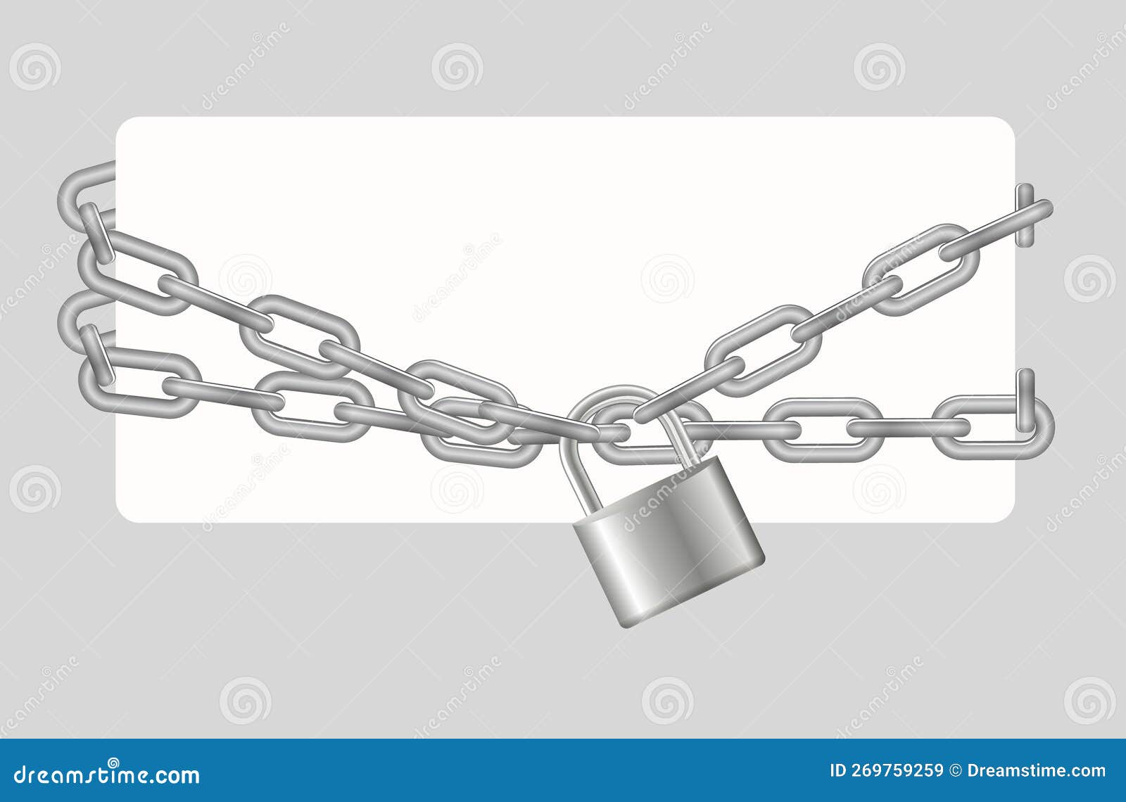 Padlock and Chain. Gray Metal Chain and Padlock, Handcuffed Card ...