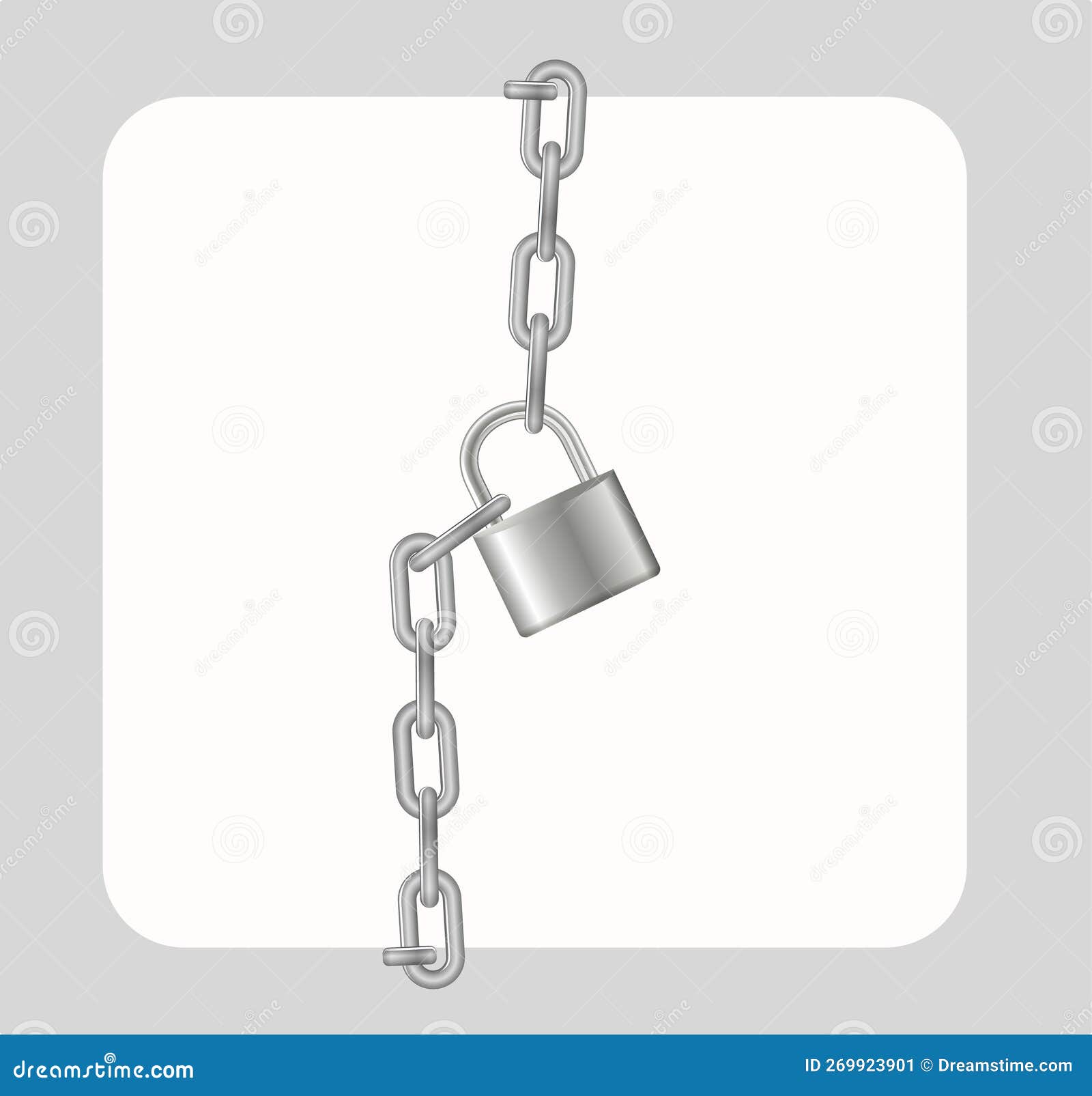 Padlock and Chain. Gray Metal Chain and Padlock, Handcuffed Card ...