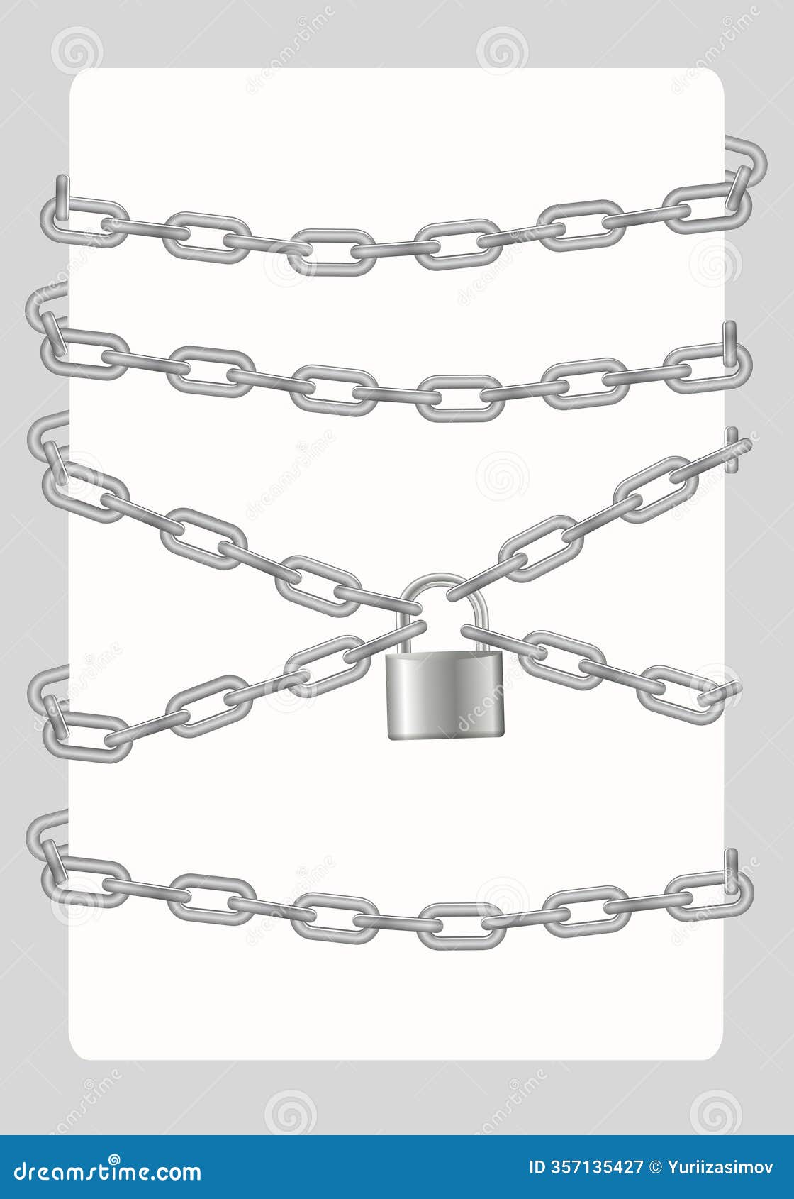 Padlock and Chain. Gray Metal Chain and Padlock, Handcuffed Card ...