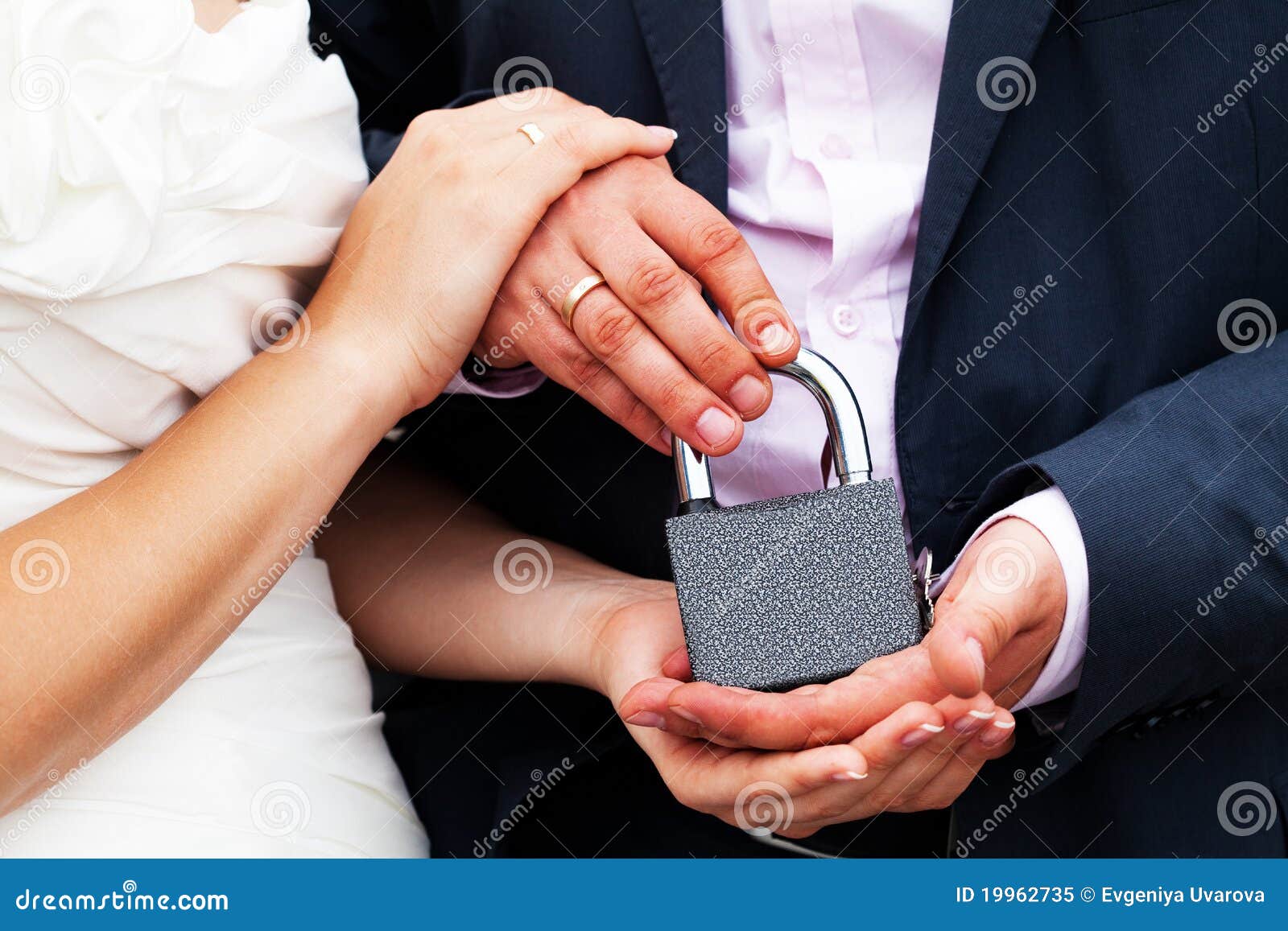 Padlock with the Chain in the Hands Stock Image - Image of reliability ...
