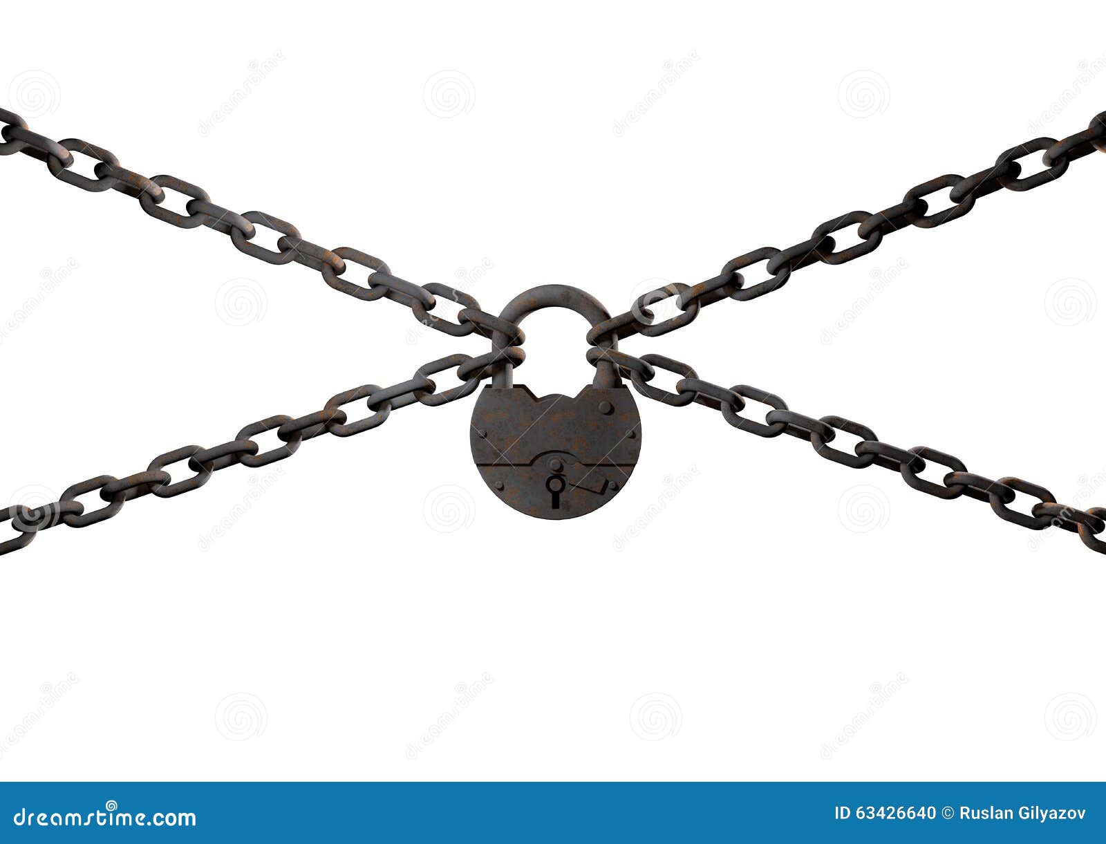 Padlock and chain isolated stock illustration. Illustration of ...