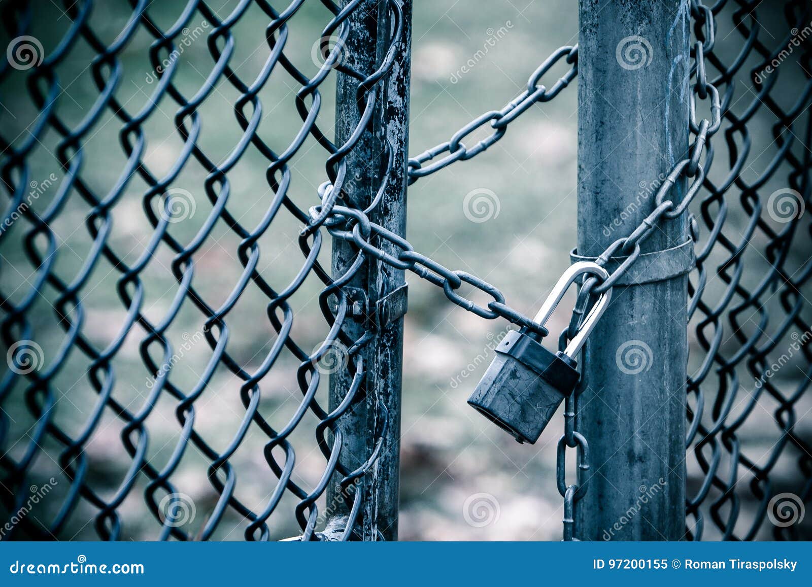 Padlock and Chain Keep a Gate Closed Stock Image - Image of closed ...