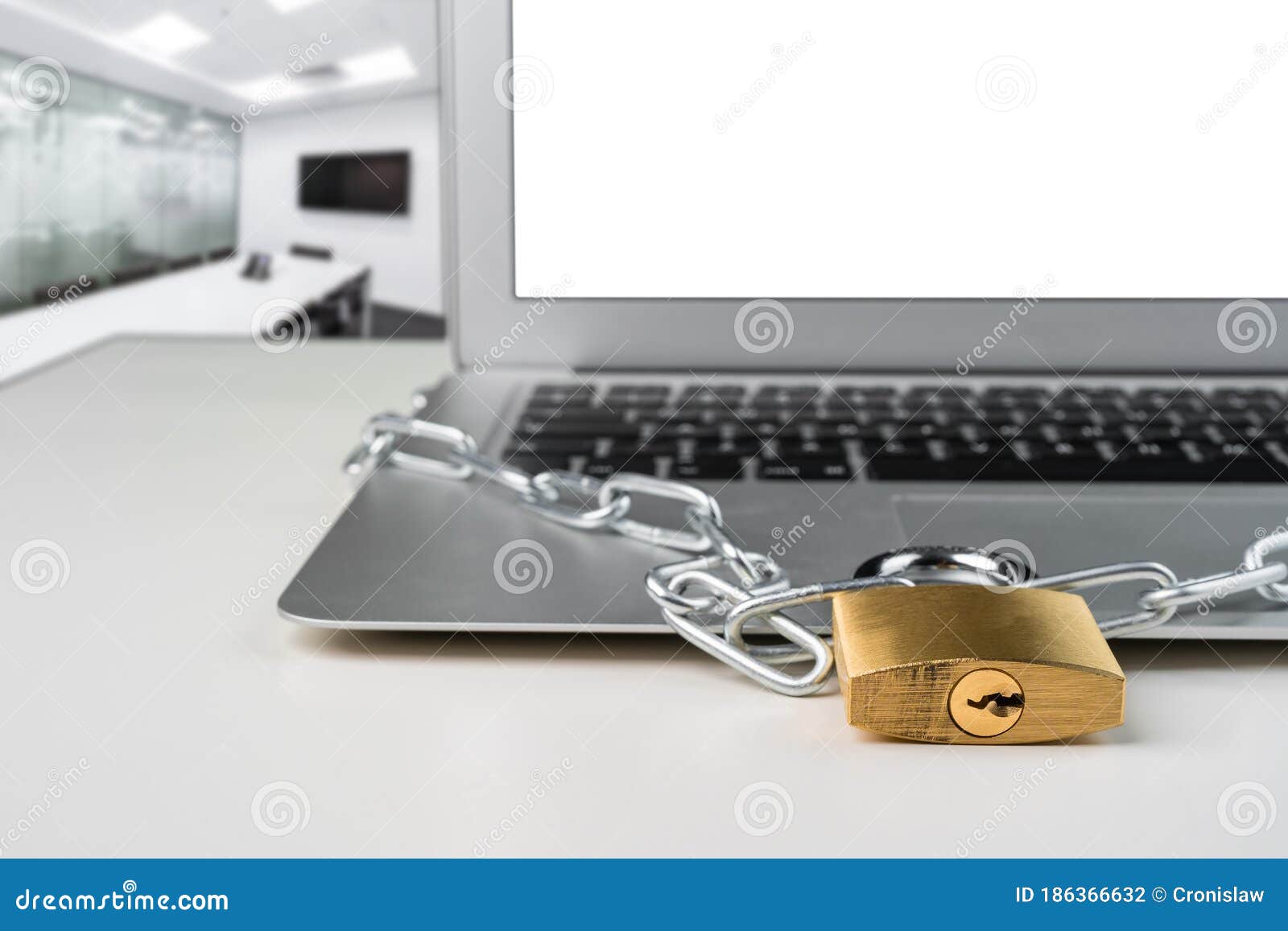 Padlock and Chain with Laptop Computer Stock Photo - Image of password ...