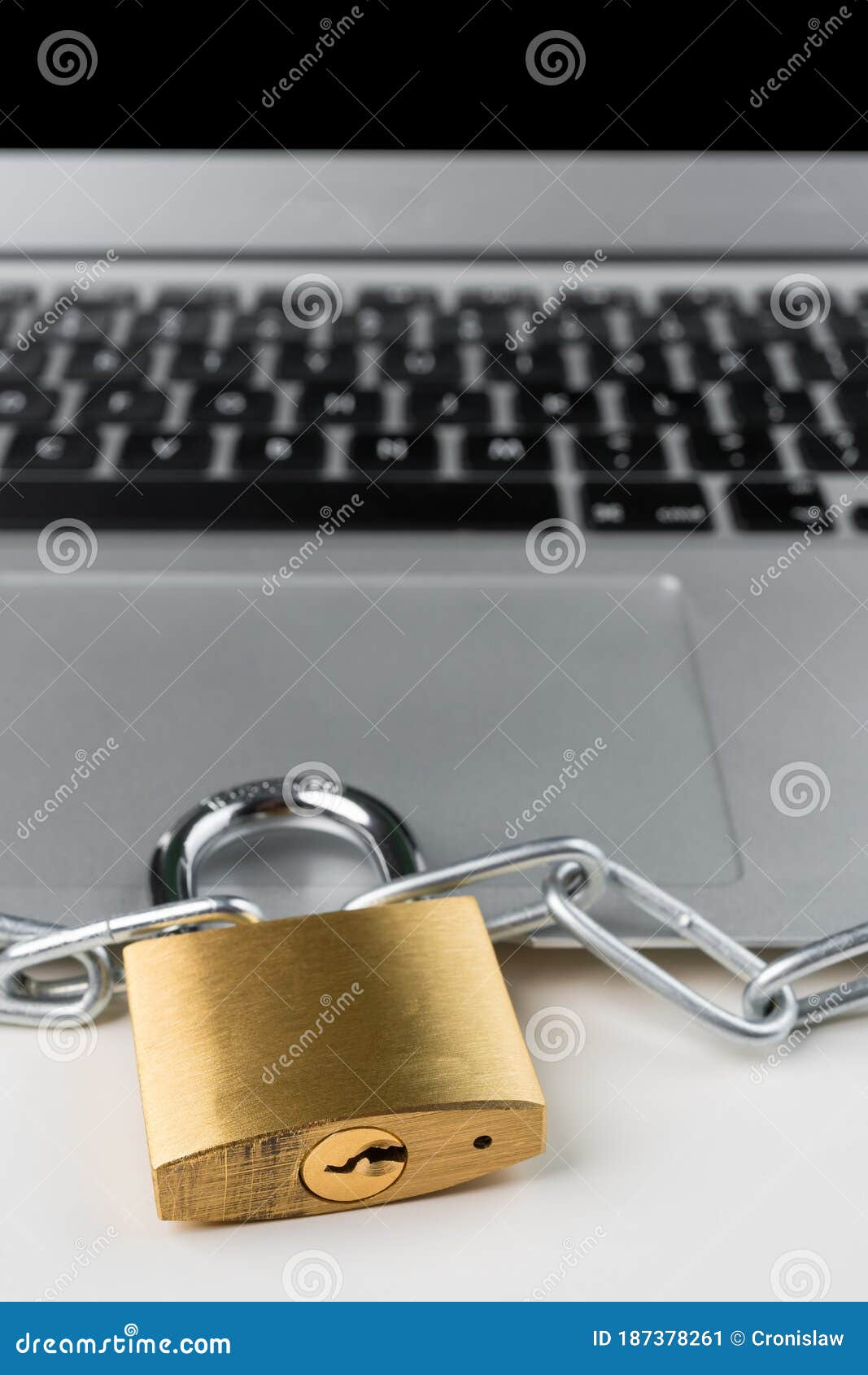 Padlock and Chain with Laptop Computer Stock Image - Image of cloud ...