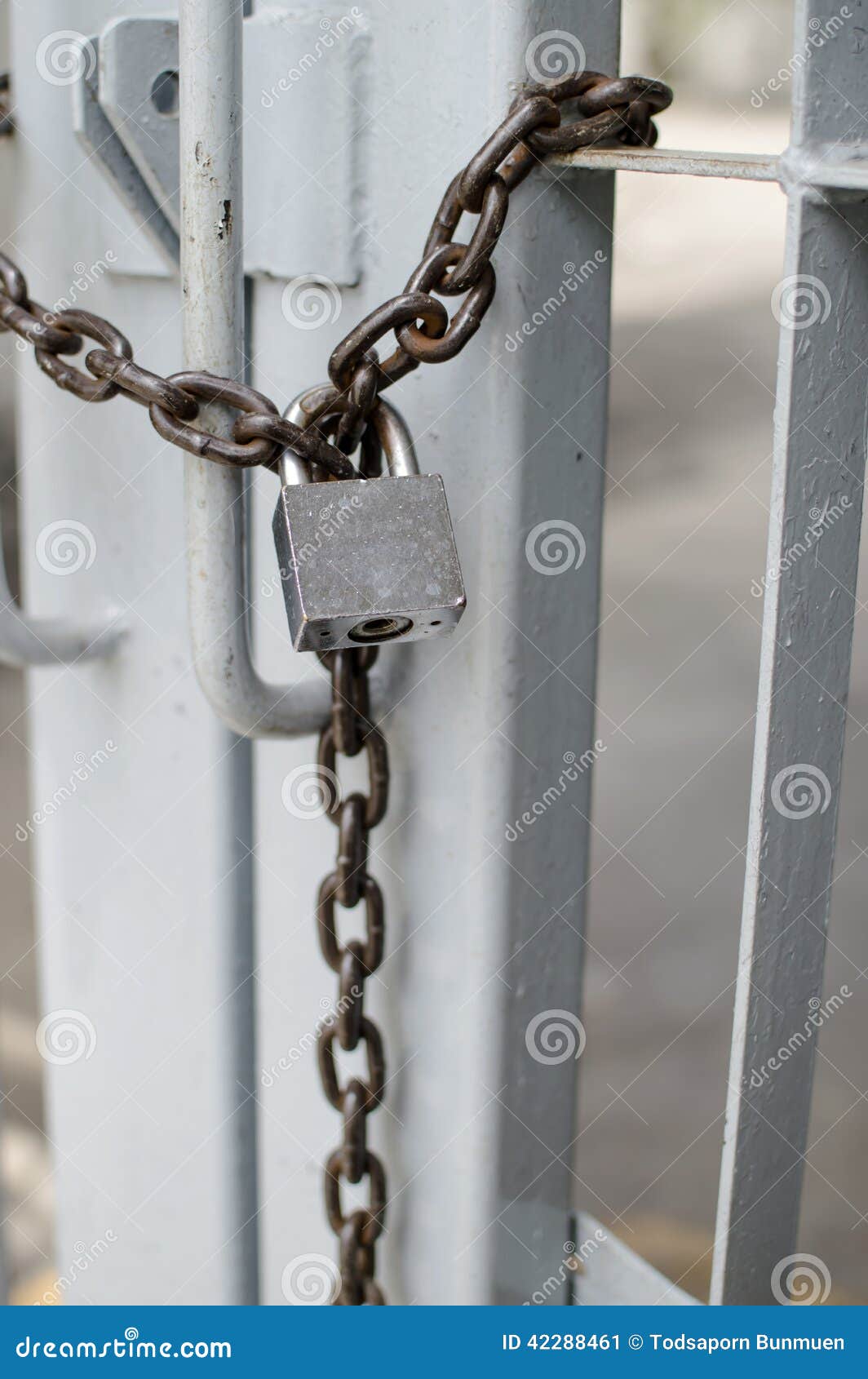 Padlock with chain stock image. Image of forbidden, aged - 42288461