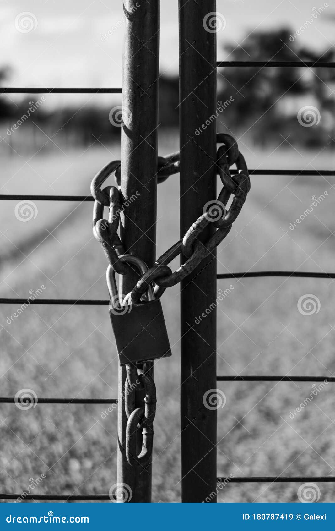 Padlock and Chain Locking Metal Gate Stock Image - Image of abuse ...