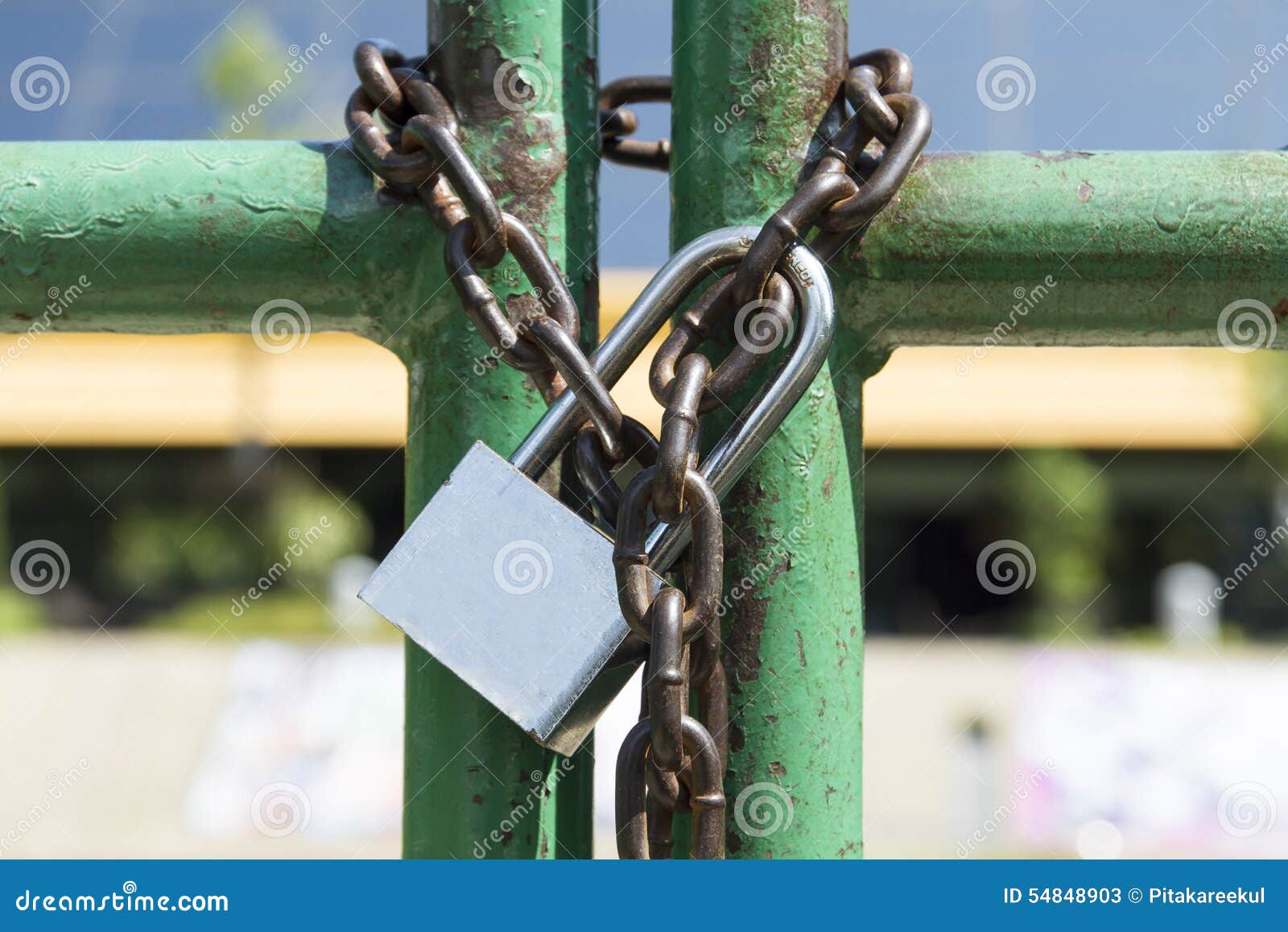 Padlock with chain stock image. Image of padlock, outdoor - 54848903