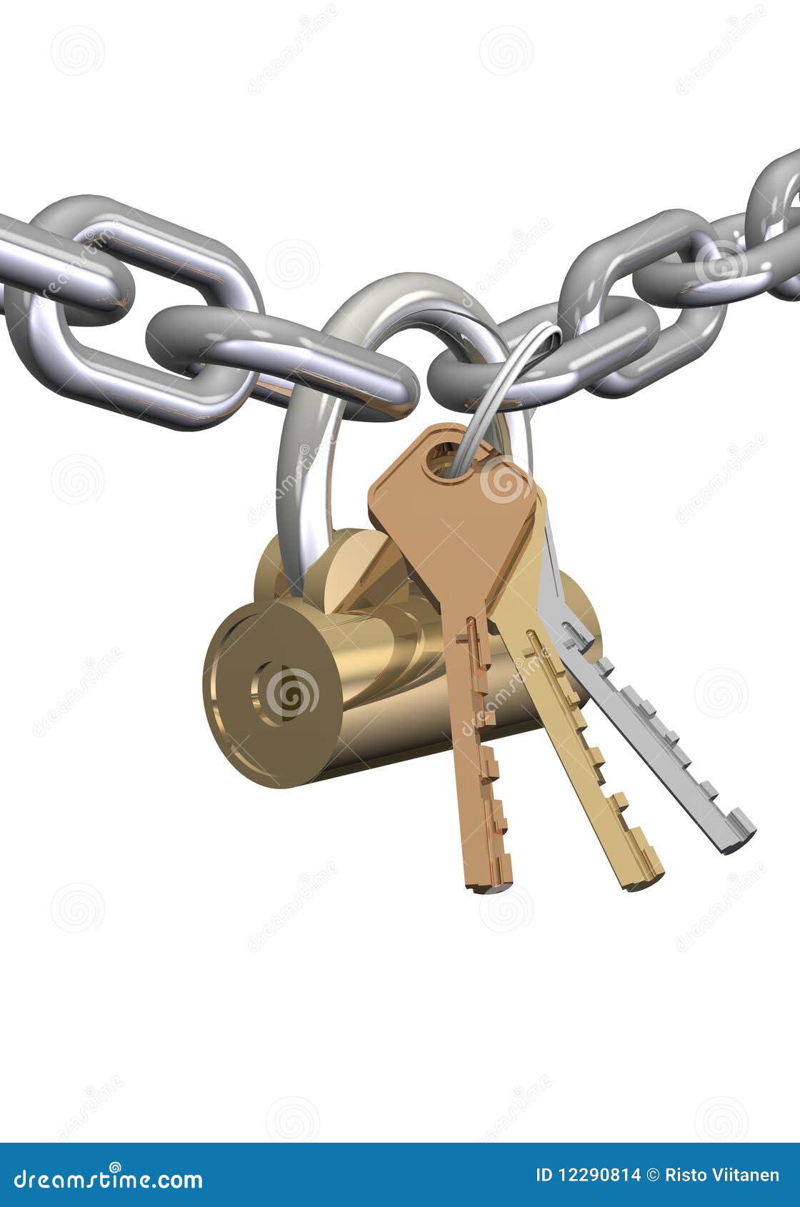 Padlock, Chain and Three Different Keys Stock Illustration ...