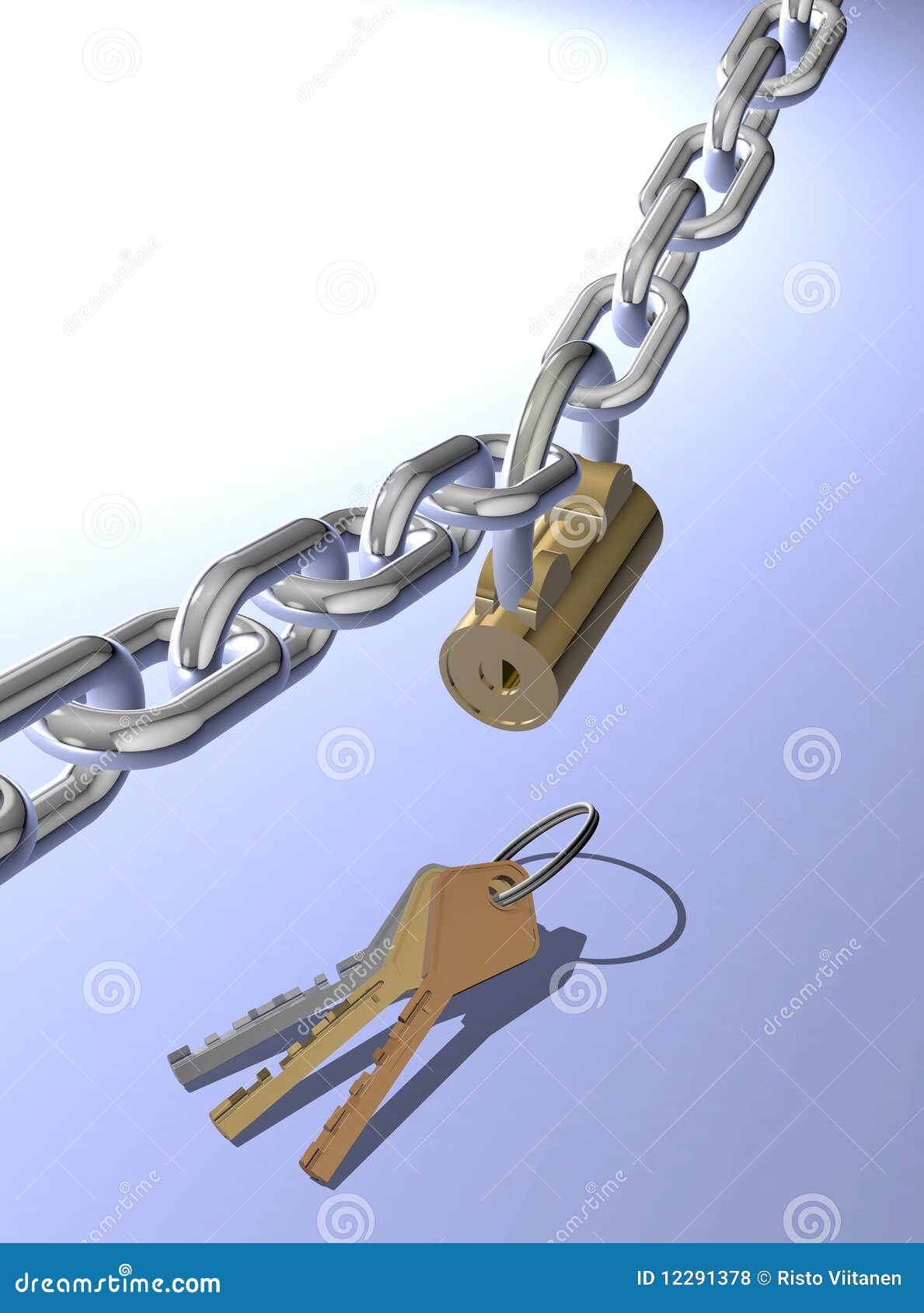 Padlock, Chain and Three Different Keys Stock Illustration ...