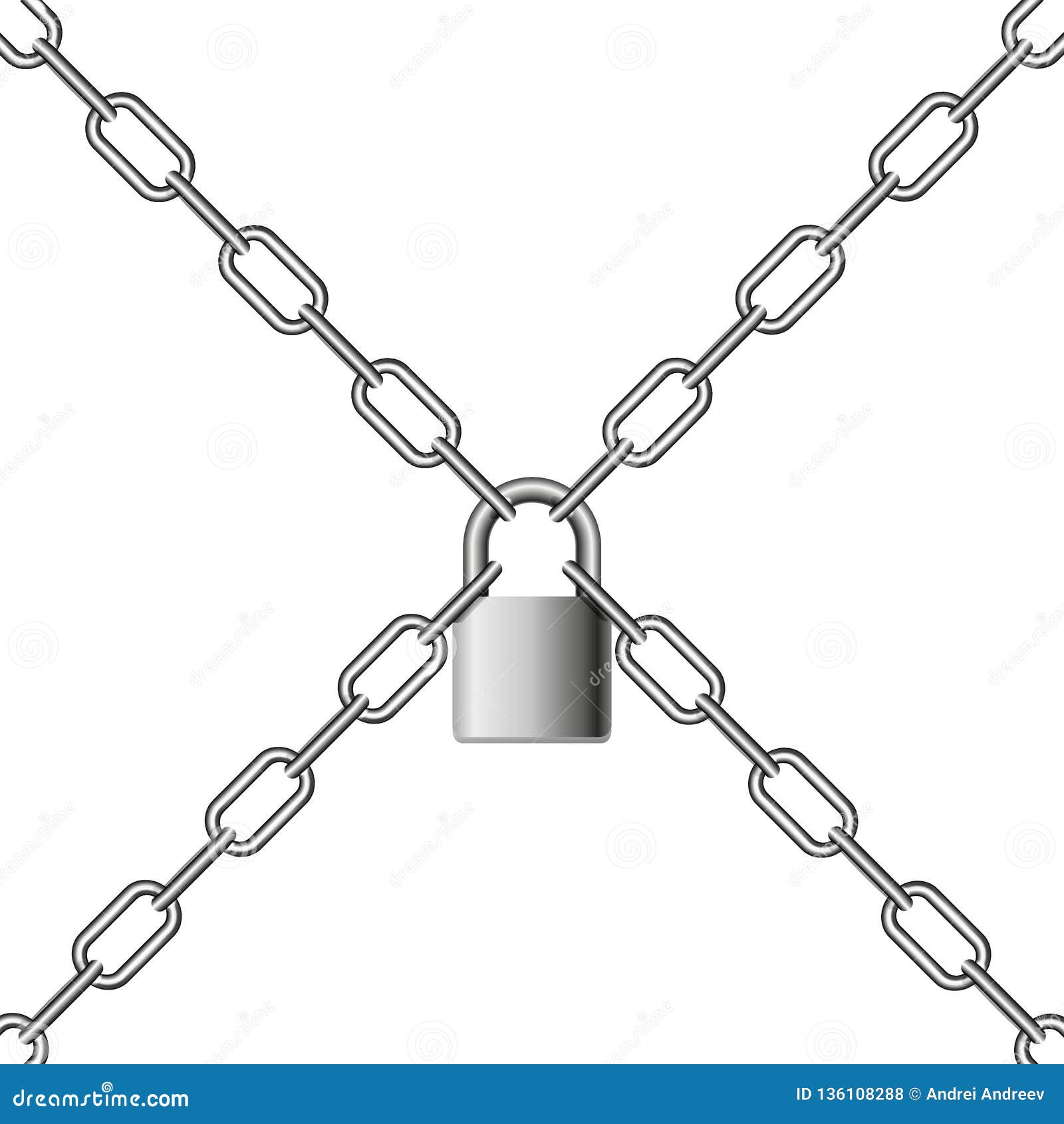 Padlock And Chains Isolated On White Background. Concept Of Protection ...