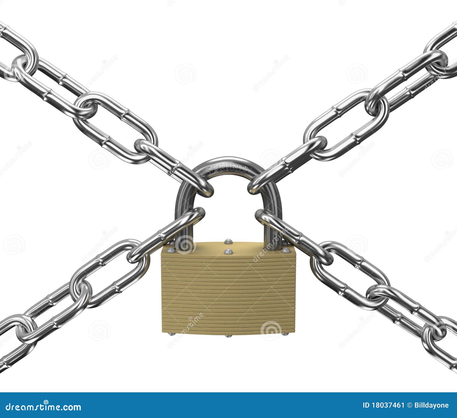 Padlock and Chains on a White Background Stock Illustration ...