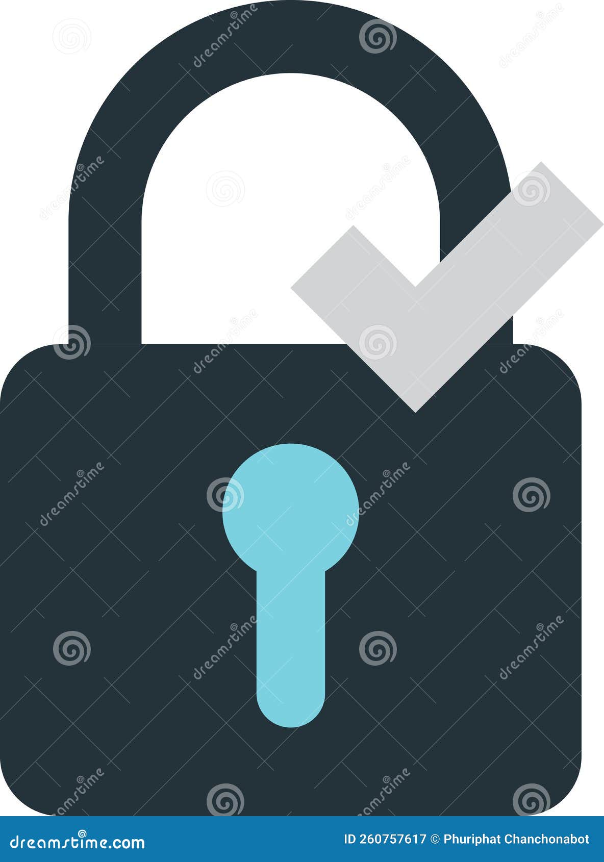 Padlock and Check Mark Illustration in Minimal Style Stock Vector ...