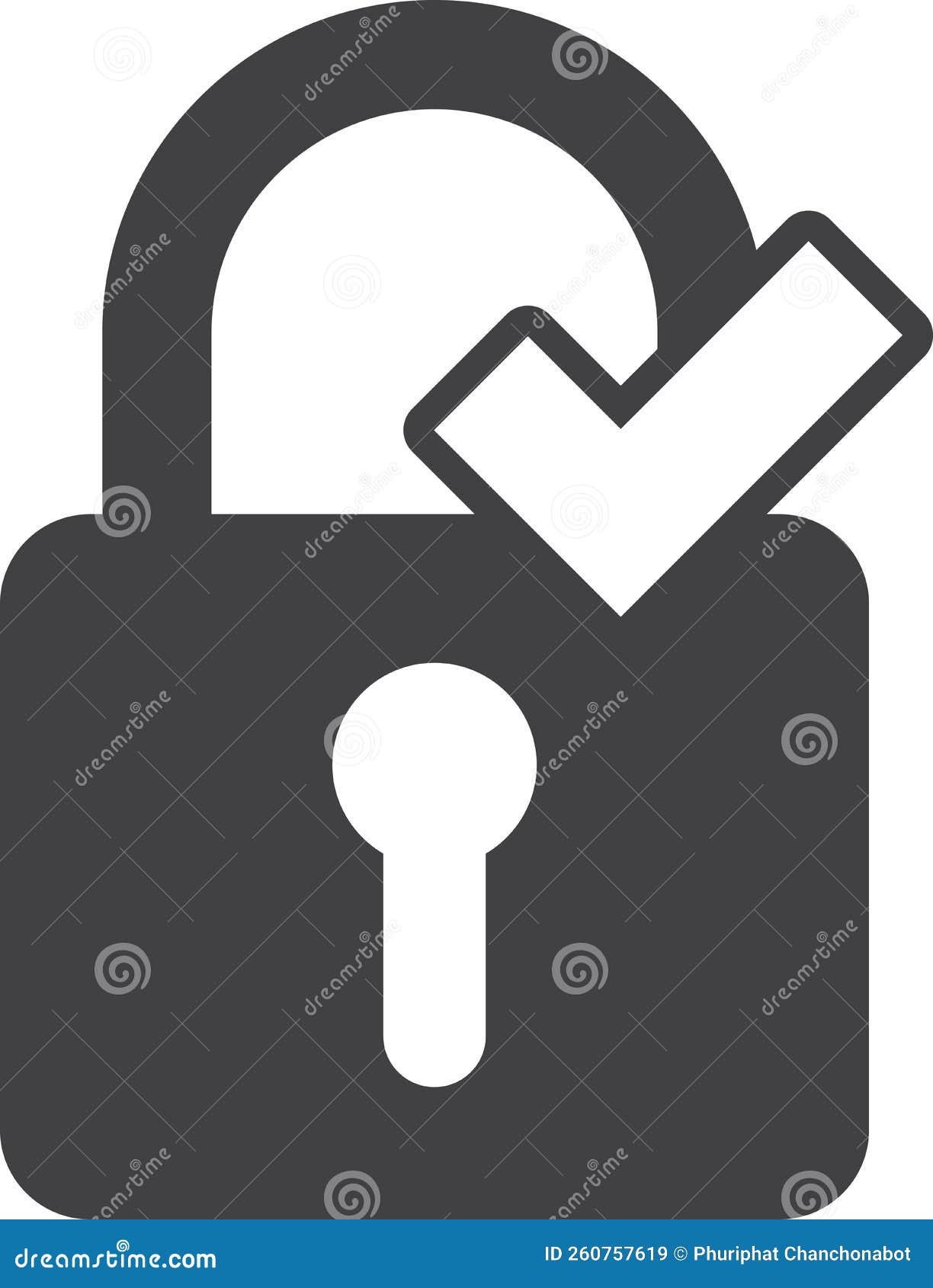 Padlock and Check Mark Illustration in Minimal Style Stock Vector ...