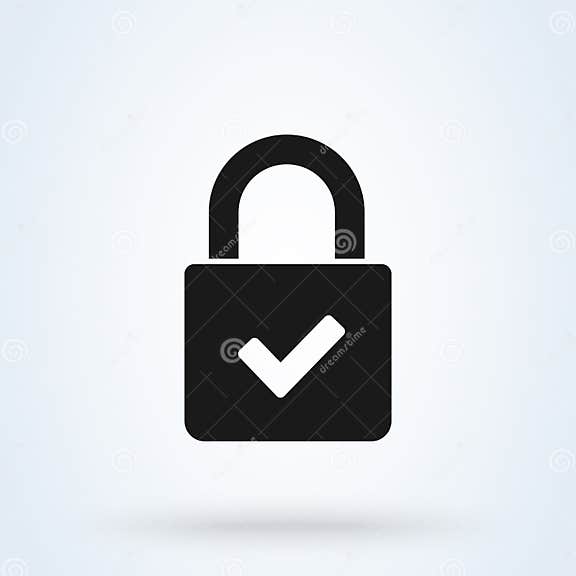 Padlock and Check Mark. Modern Flat Vector Icon Stock Vector ...