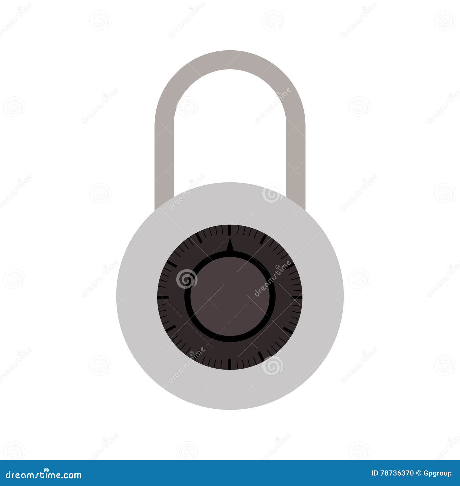 Padlock with Circular Body and Shackle Stock Illustration ...