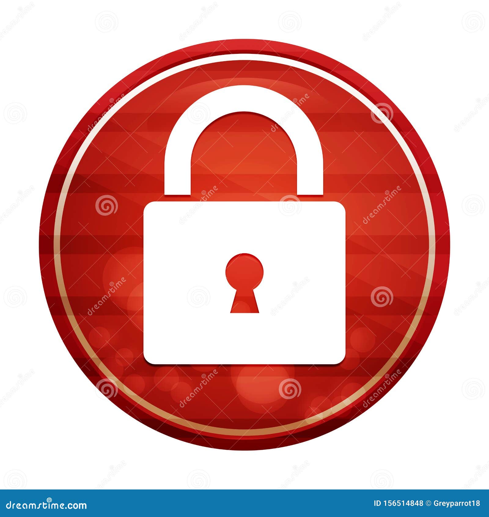 Padlock Close Icon Realistic Diagonal Motion Red Round Button ...