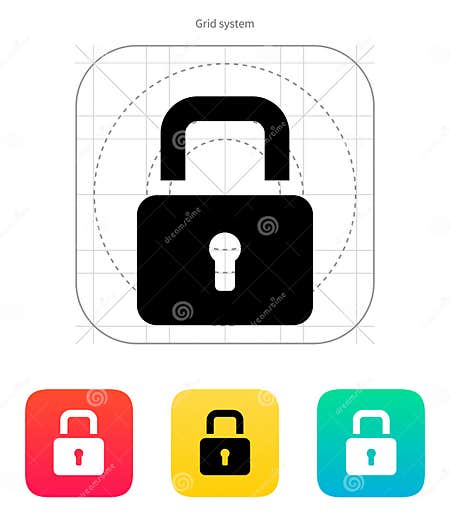 Padlock close icon. stock vector. Illustration of flat - 33996352