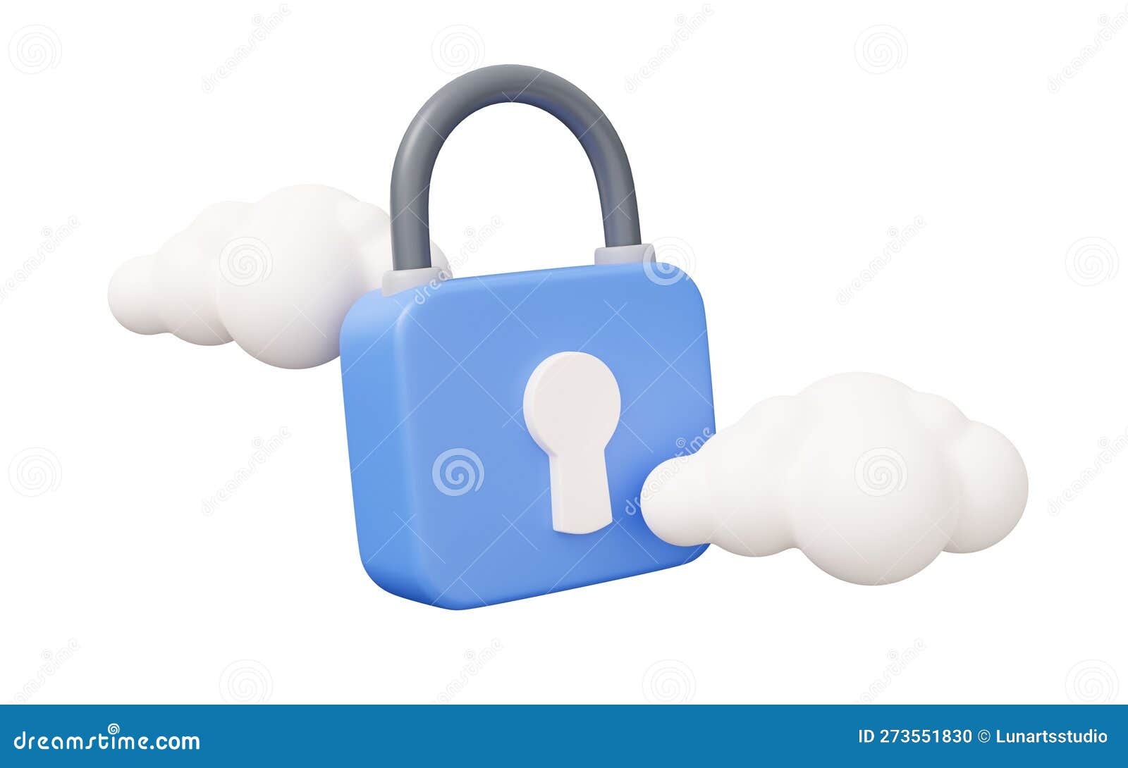 Padlock Cloud 3d Illustration. Minimal 3d Render Illustration Isolated ...