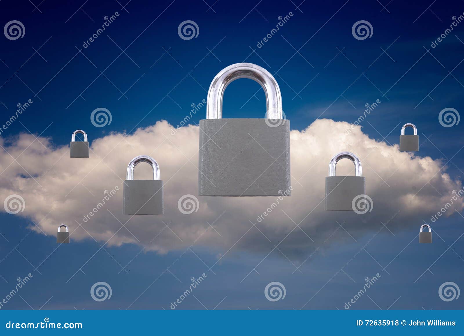 Padlock and Cloud Security Concept Stock Photo - Image of metallic ...