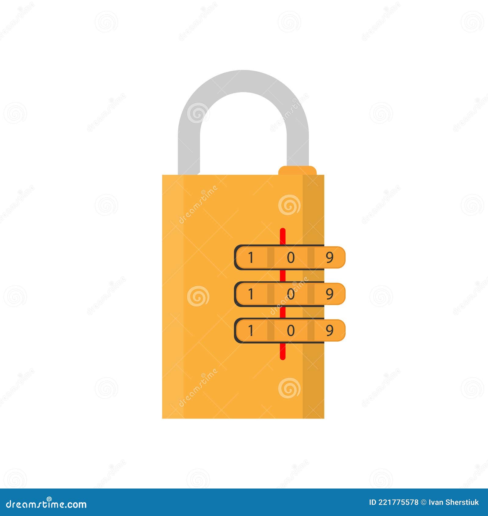 Padlock with Code. Padlock for Doors, Safes and Suitcases. Flat Style ...