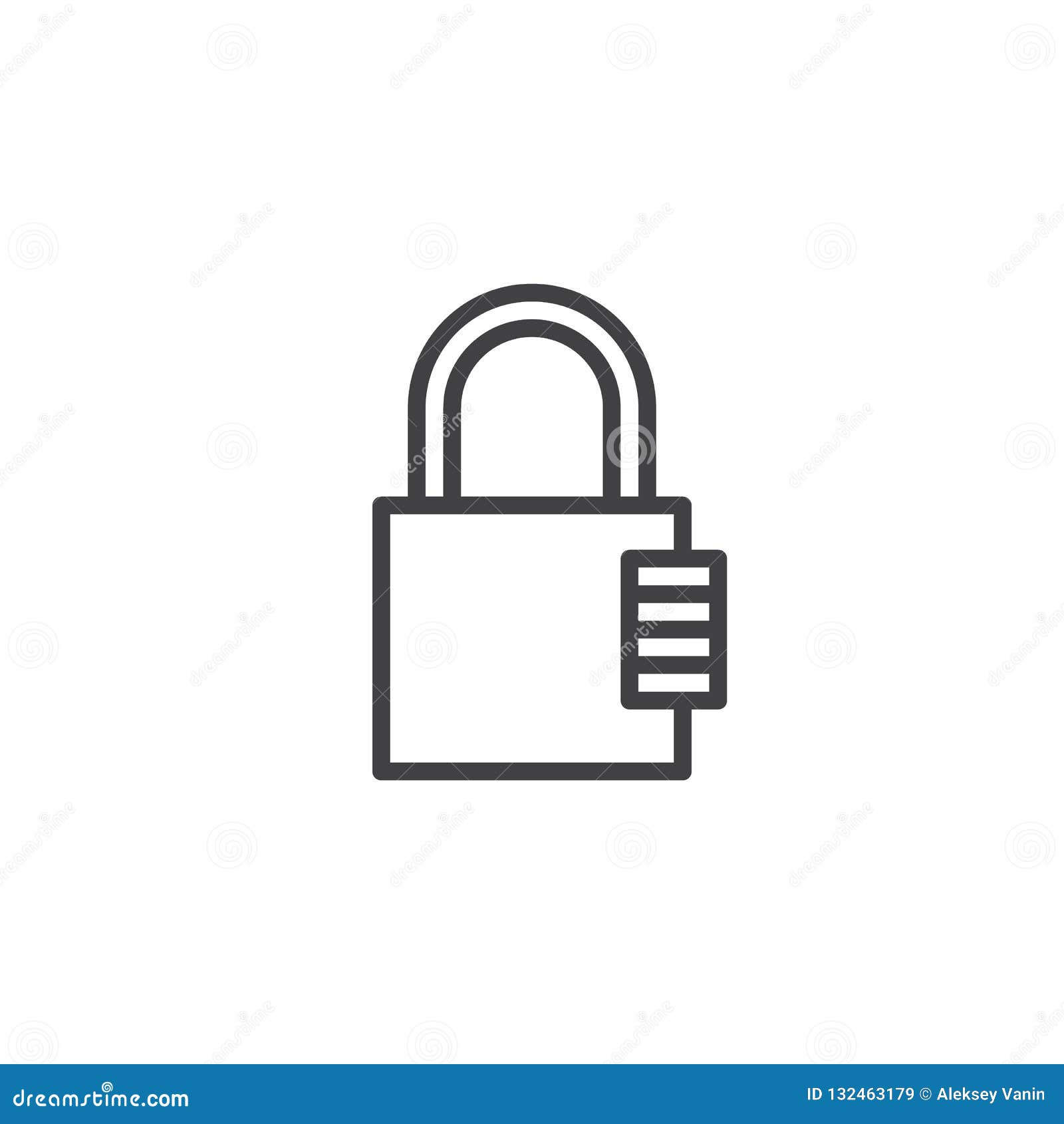 Padlock with Code Outline Icon Stock Vector - Illustration of graphics ...