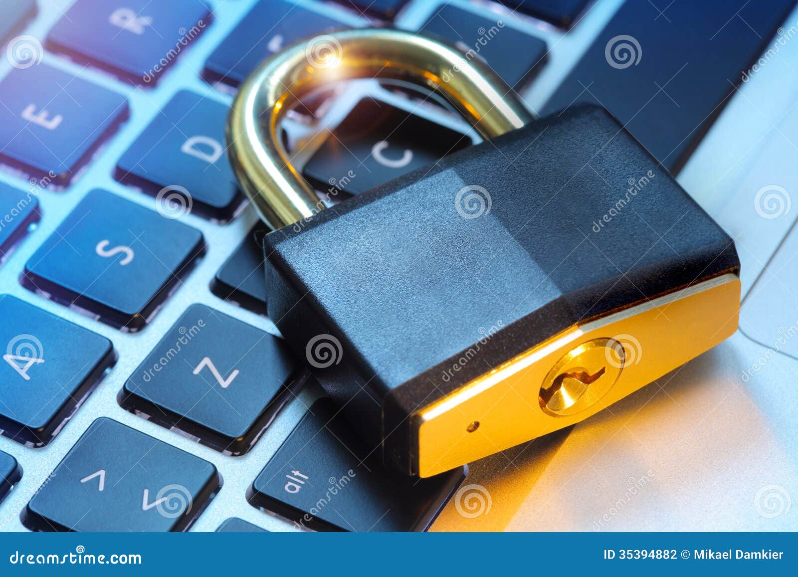 Padlock on Computer Keyboard Stock Photo - Image of banking, finance ...