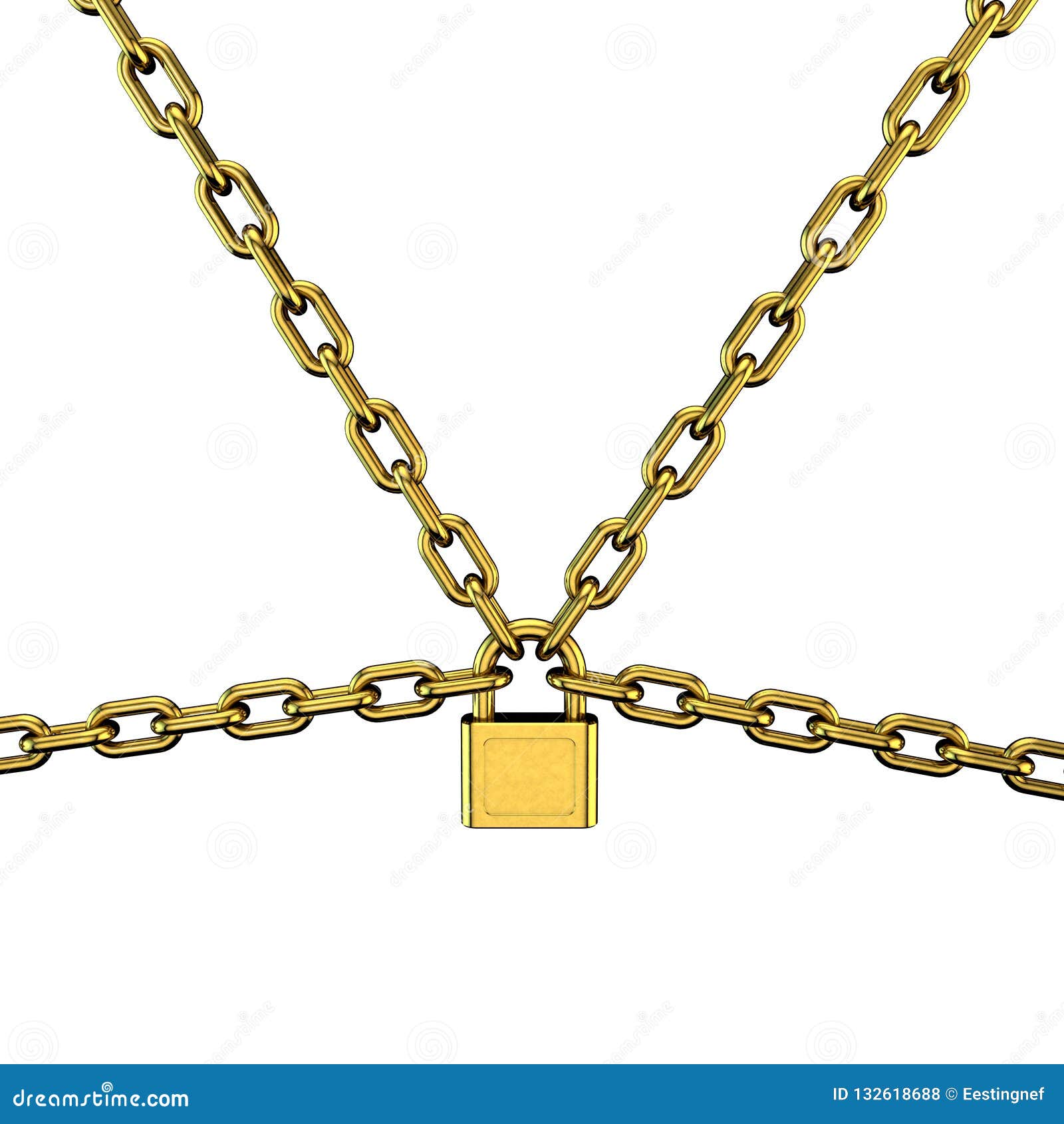 Padlock Connecting Chains.Isolated on White Background. 3D Rendering ...